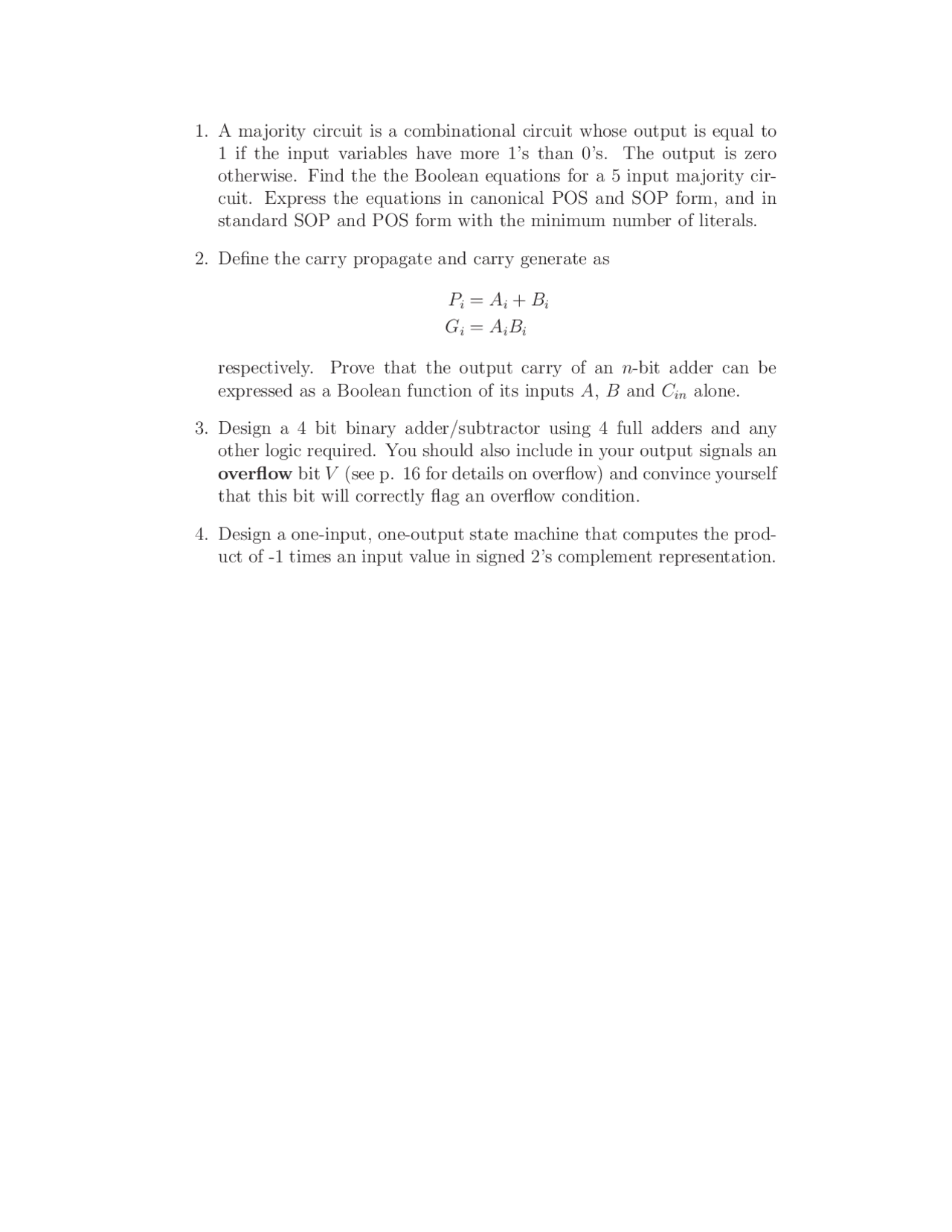 4 Questions For Exam Digital Systems Ece 218 Docsity