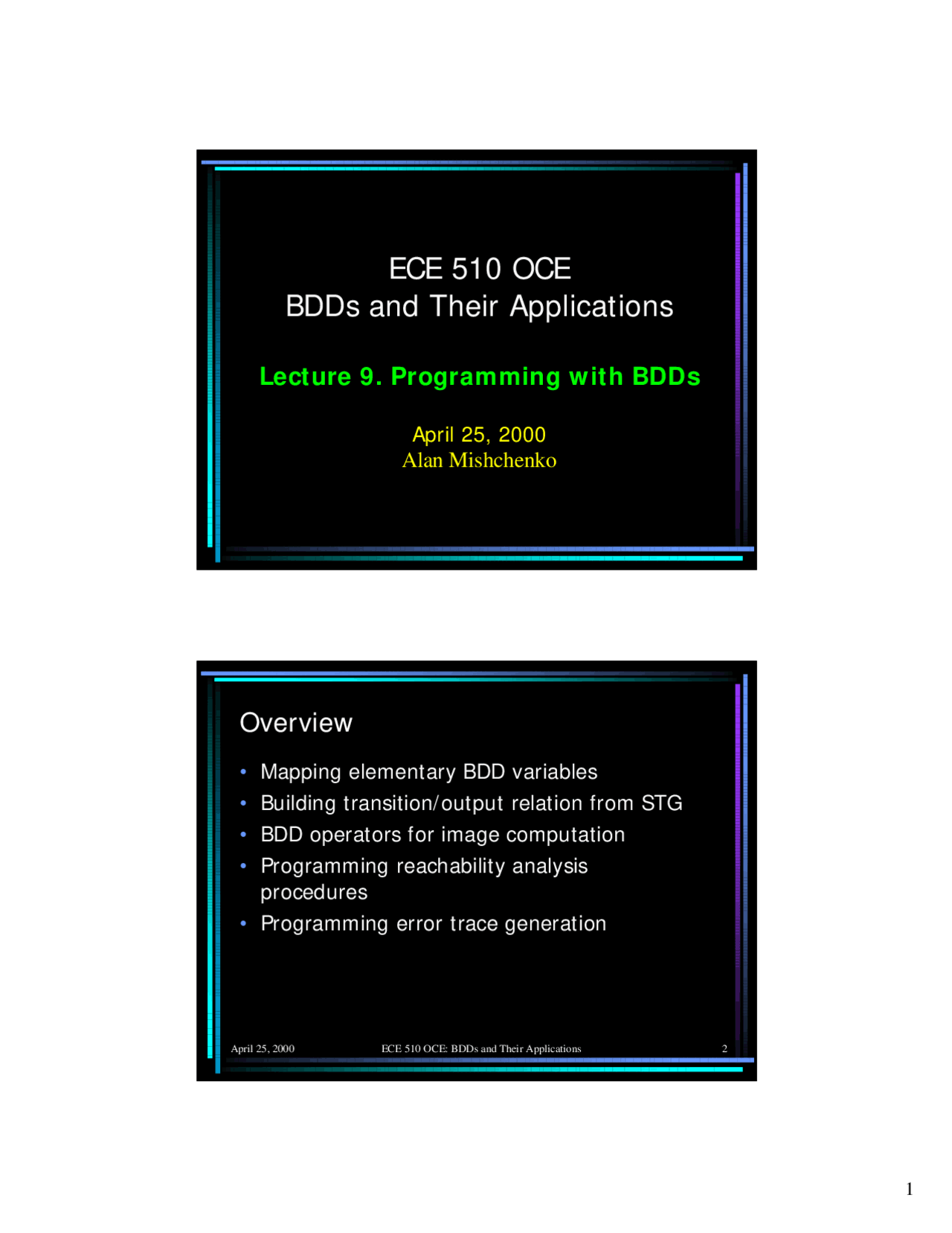 Programming With Bdds Top Fourier Optics Slides Ece 510 Docsity