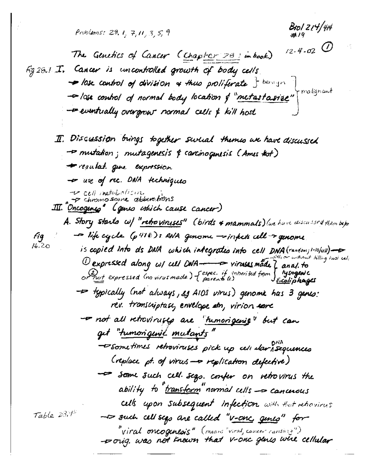 The Genetics of Cancer - Handwritten Notes | BIOL 214 | Study notes ...