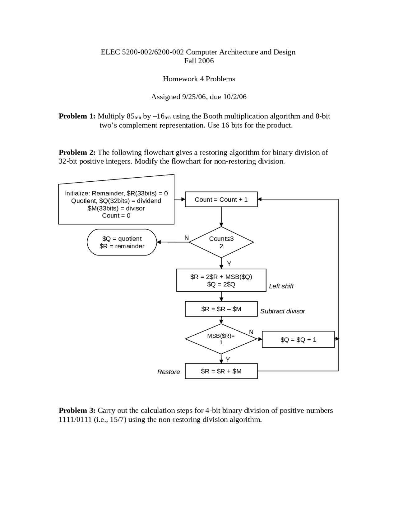 Practice Problems On Computer Architecture And Design Assignment 4 Elec 5200 Docsity