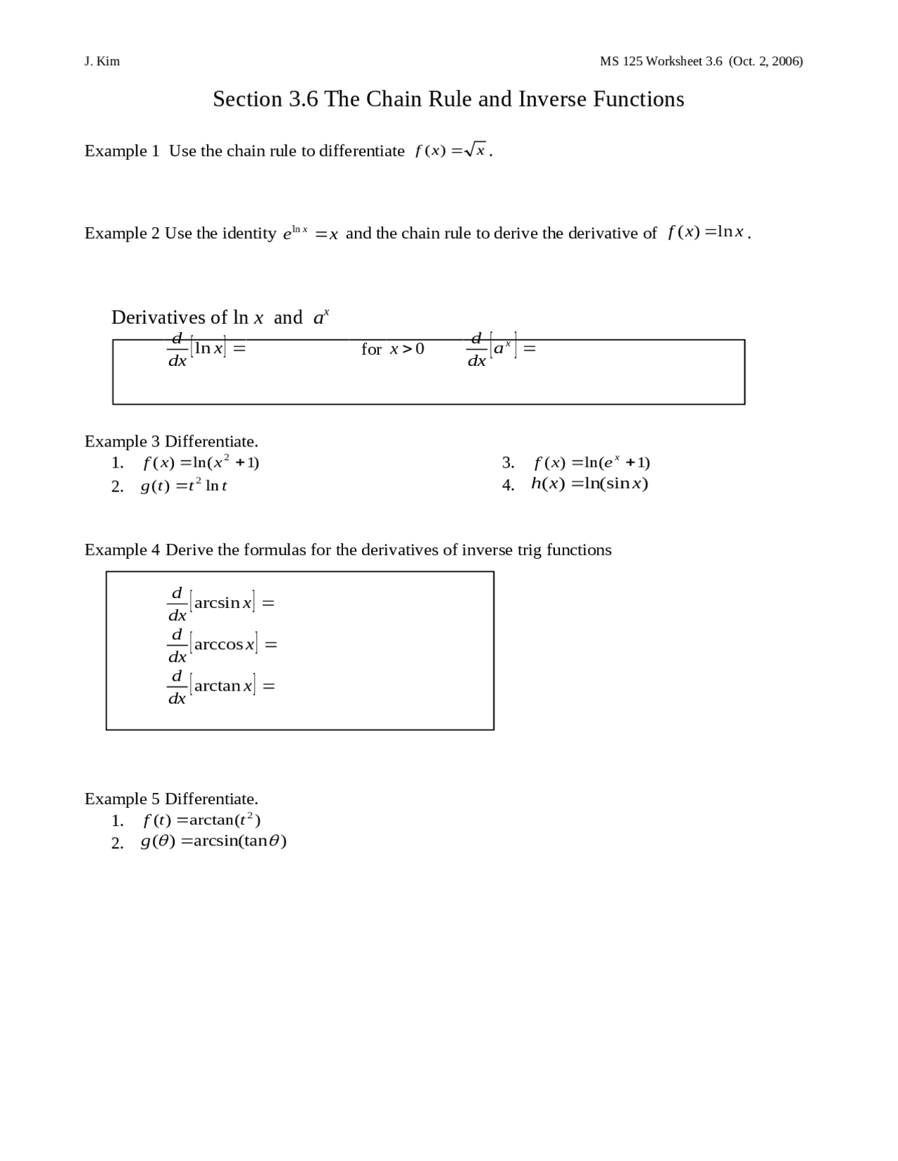 Questions on The Chain Rule and Inverse Function - Assignment 3 | MS ...