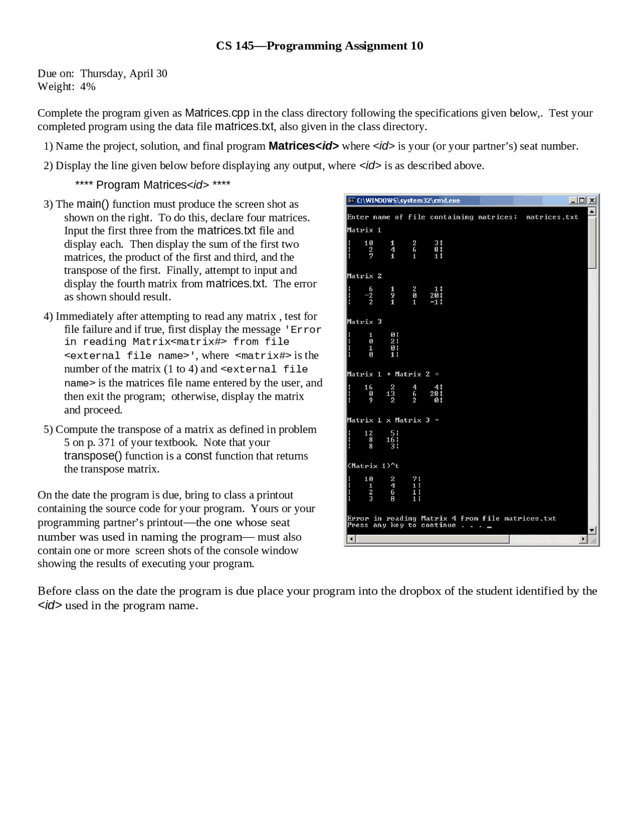 Programming Assignment 10 Introduction To Computing For Engineers