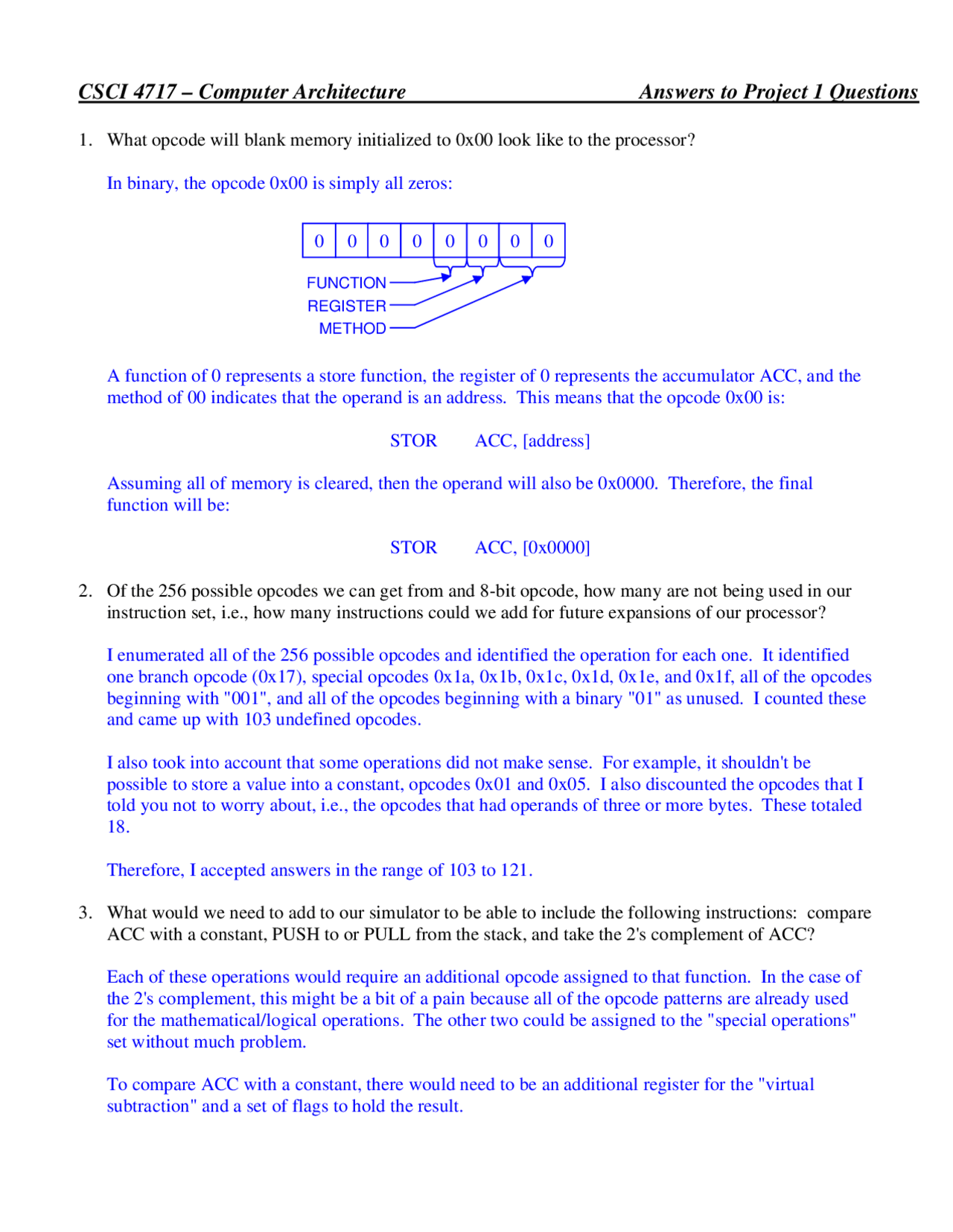 5 Questions With Answers On Computer Architecture Project 1 Csci 4717 Docsity
