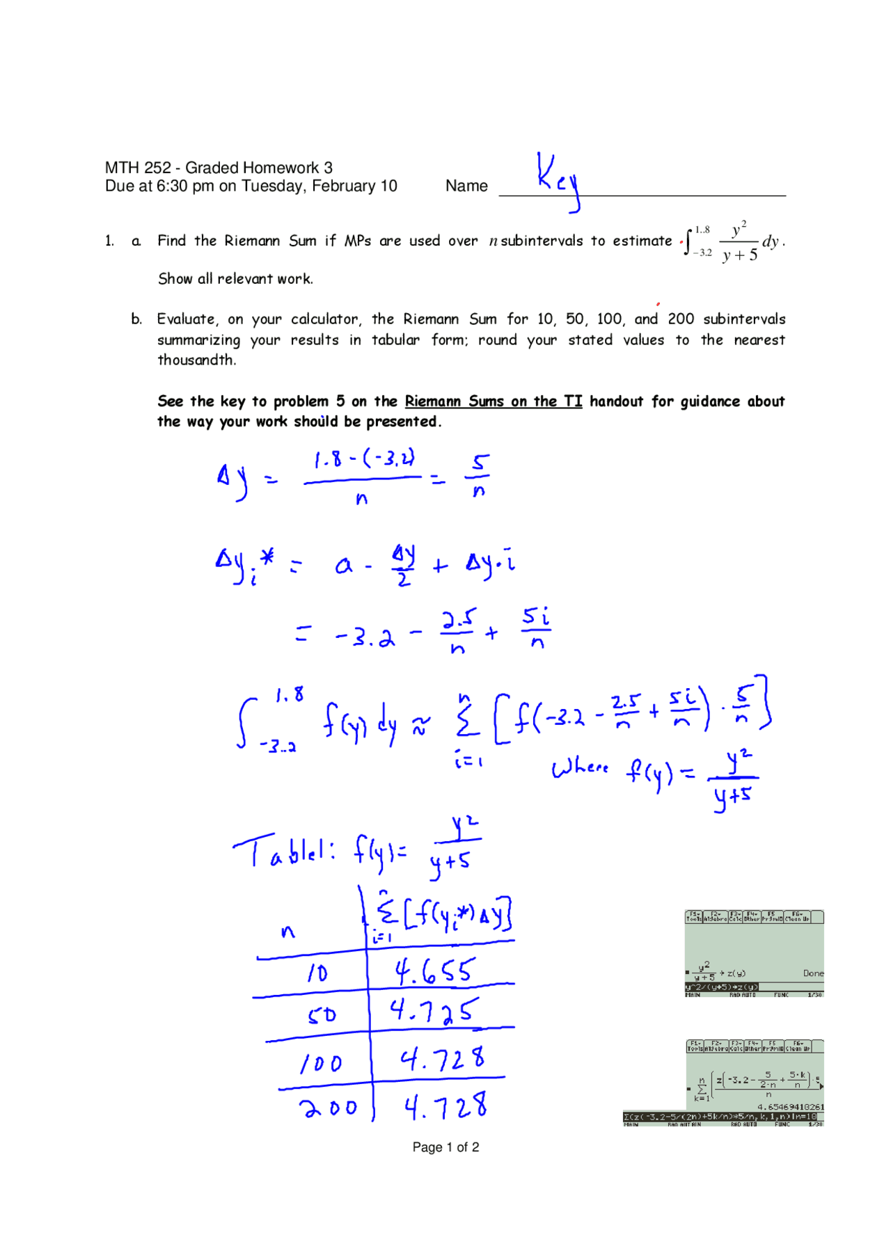 3 Solved Problems on Riemann and Geometry Sums - Homework 3 | MTH 252 - Docsity