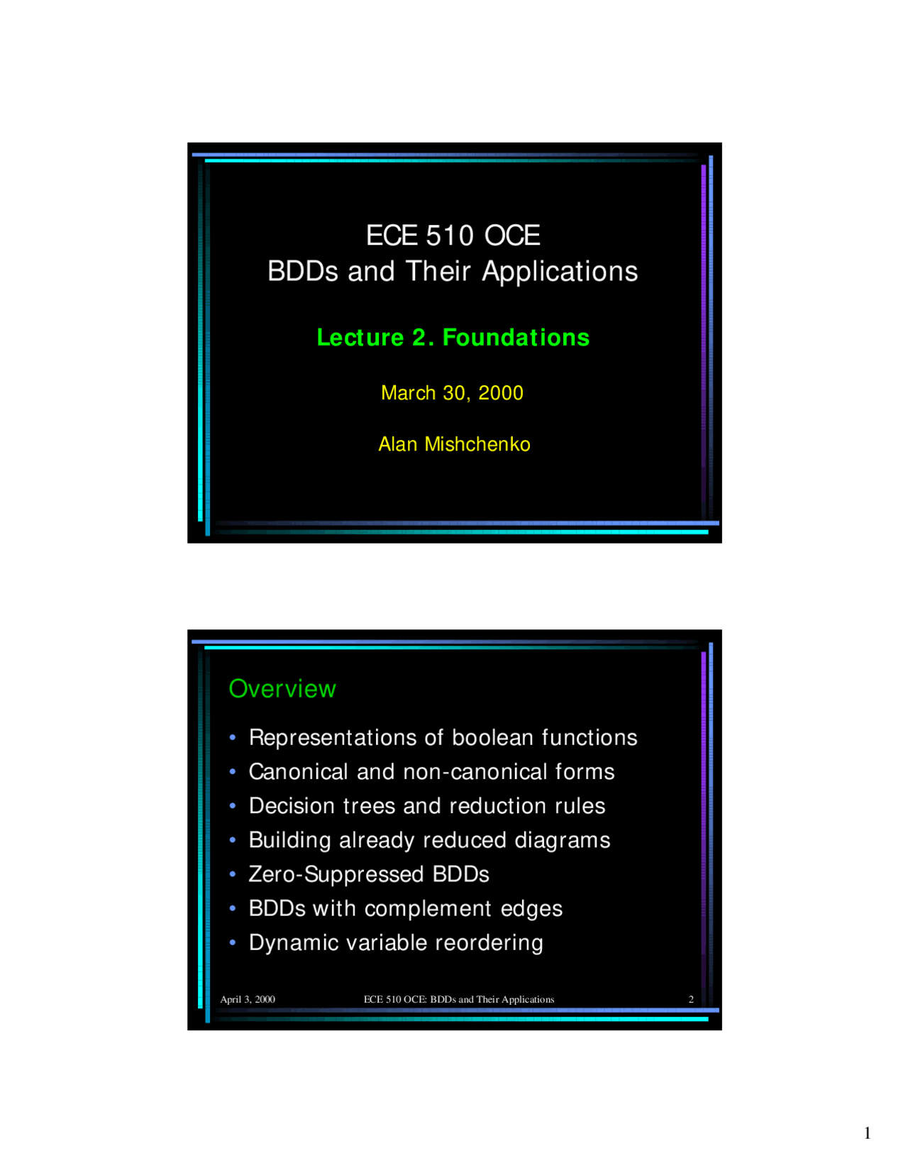 Bdds And Their Applications Lecture Slides Ece 510 Docsity