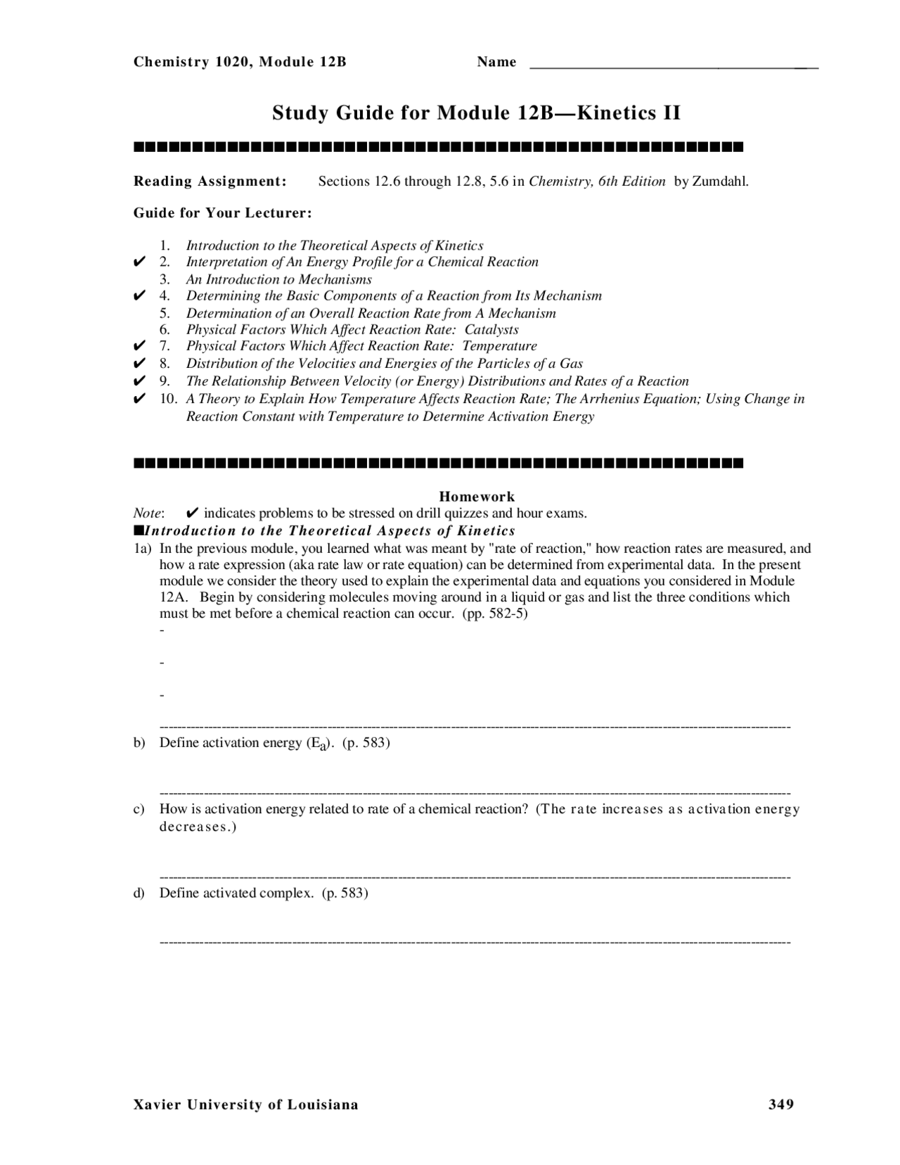 Study Guide for Module 12B - General Chemistry II | CHEM 1020 ...