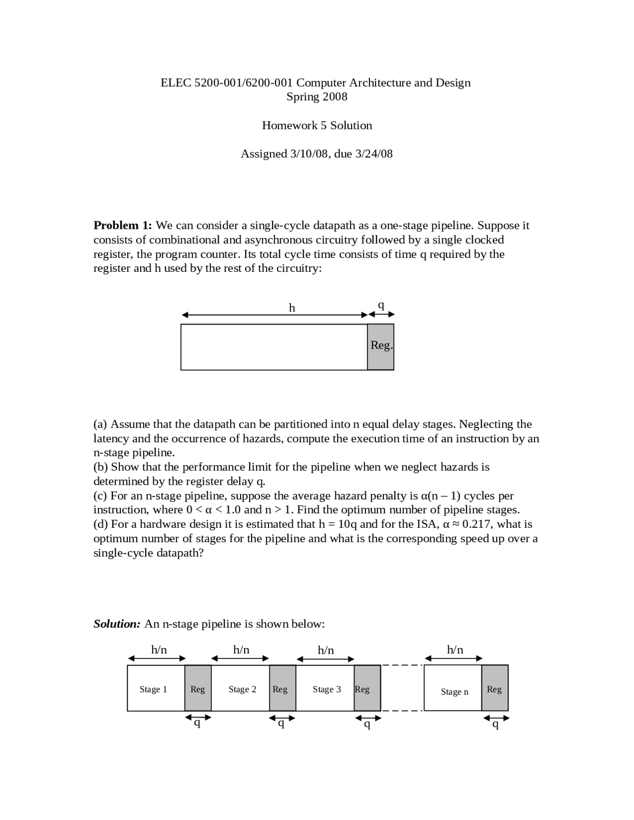 2 Solved Problems On Computer Architecture And Design Assignment 5 Elec 5200 Docsity