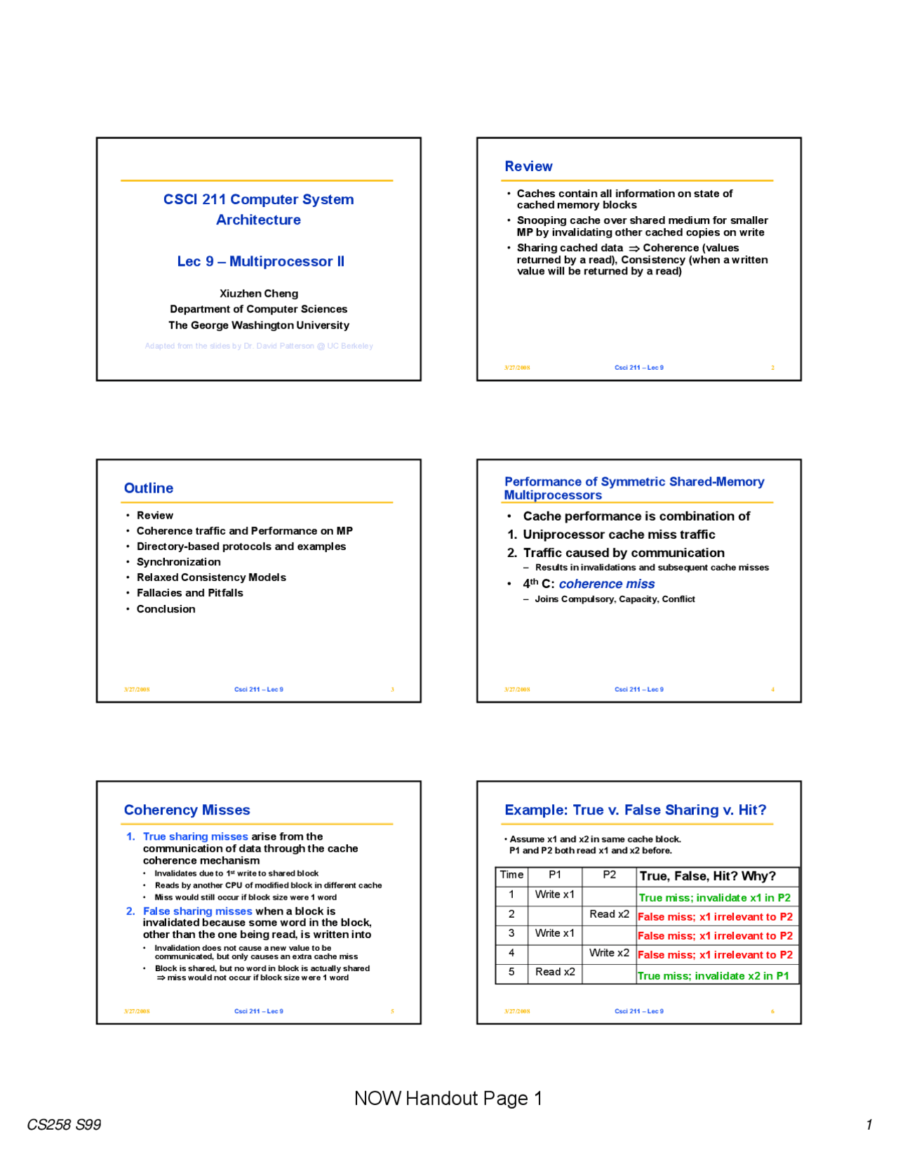Multiprocessor Ii Computer System Architecture Lecture Slides