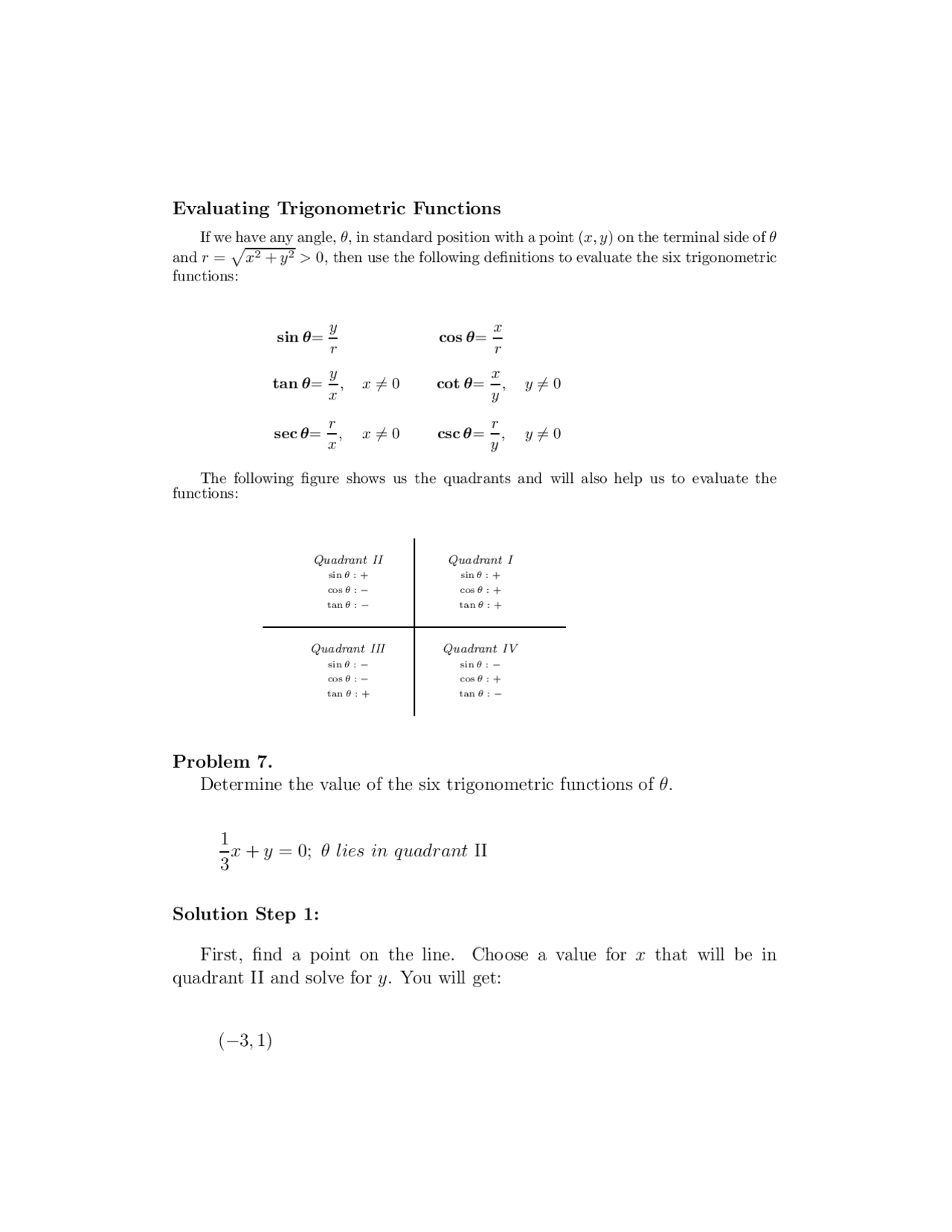 Solution To Problems Trigonometry Math 1060 Docsity