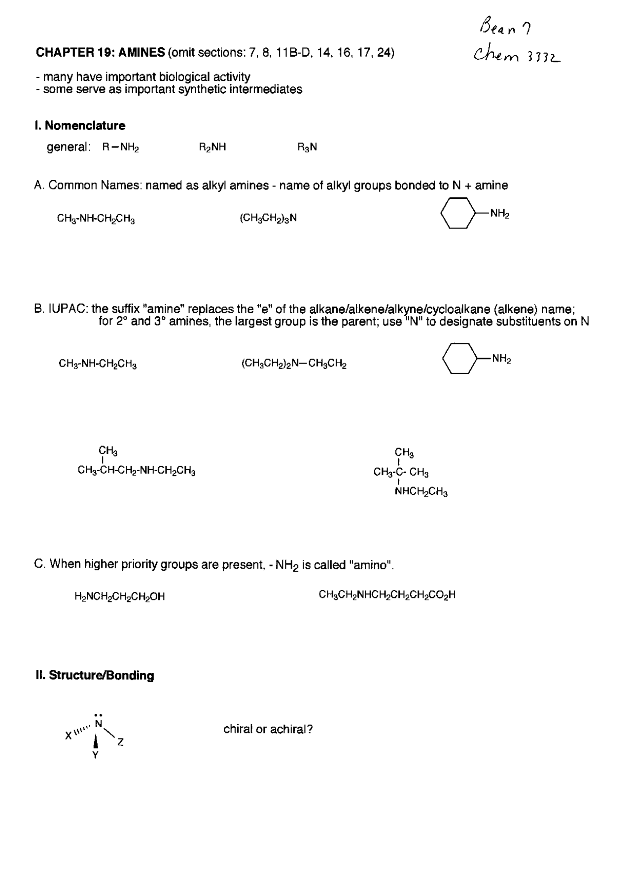 Amines Fundamental Of Organic Chemistry Ii Lecture Notes Chem