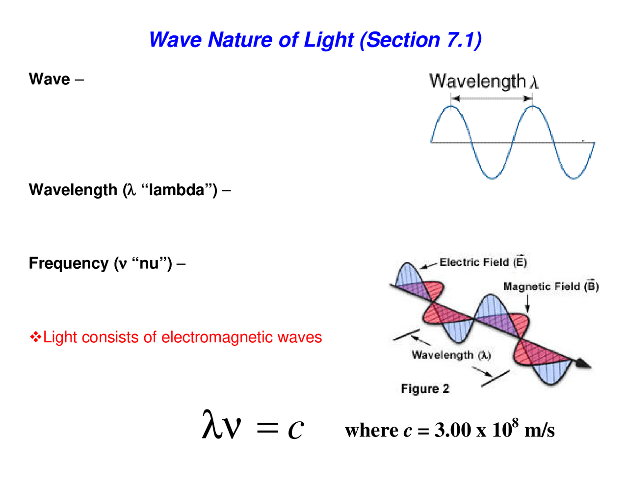Wave Nature Of Light Lecture Slides Chm 115 Docsity