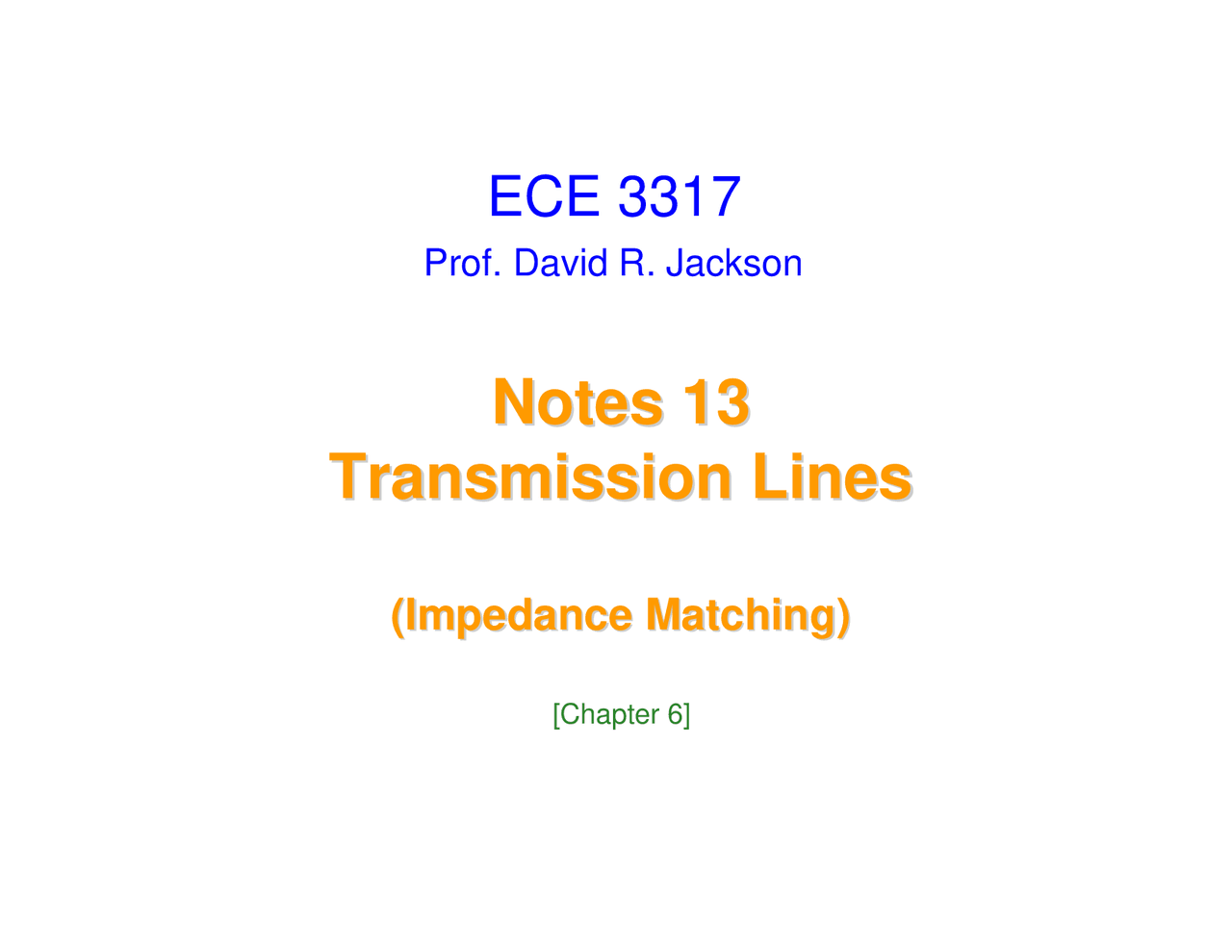 Transmission Lines Lecture Slides Ece 3317 Docsity
