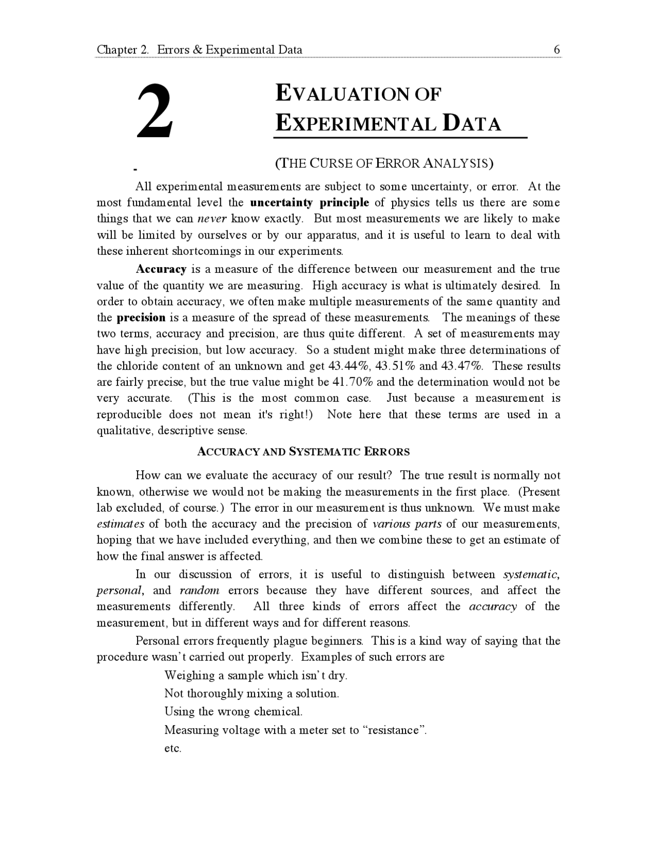 Evaluation Of Experimental Data Errors And Experiment Data Chem 381