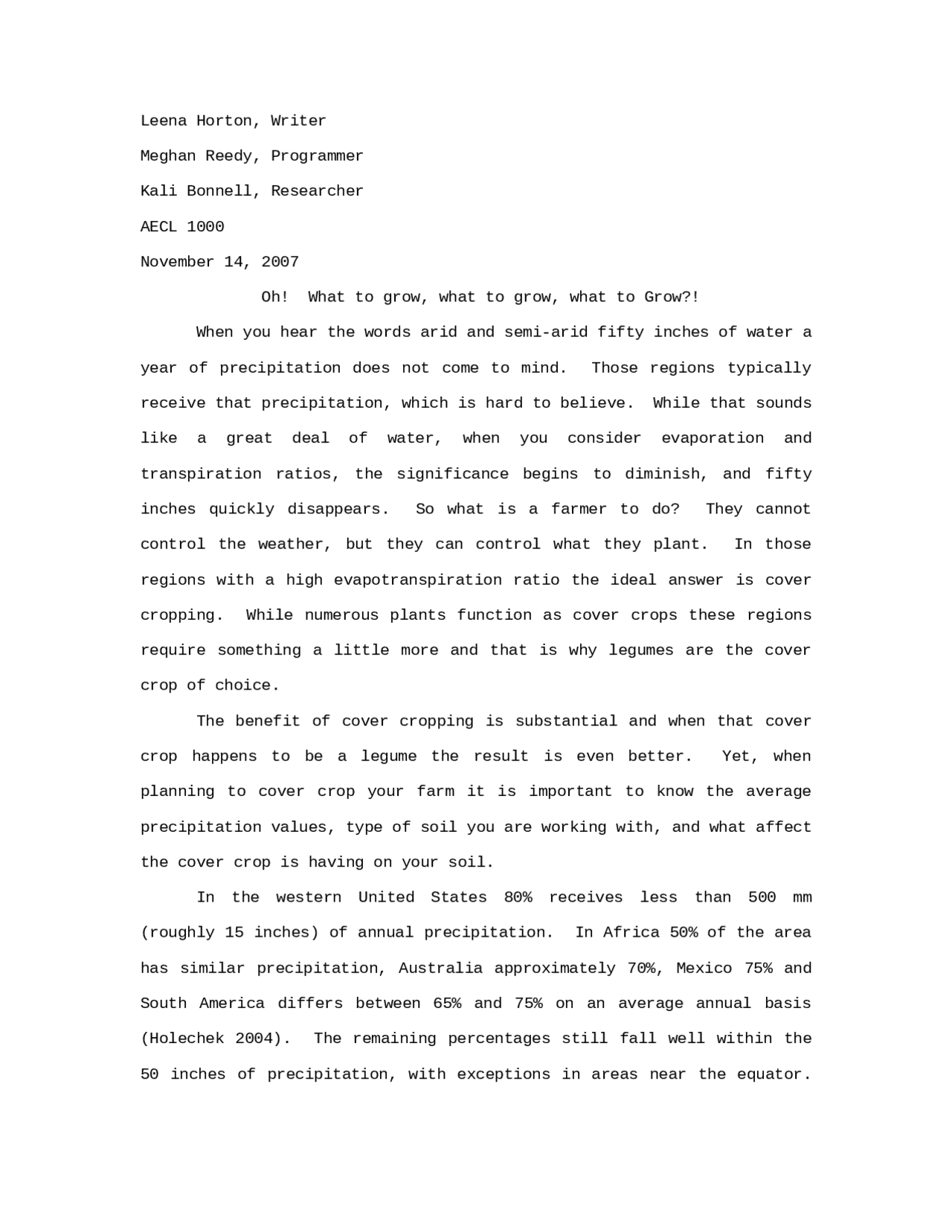 What To Grow Agroecology Lecture Notes Aecl 1000 Docsity