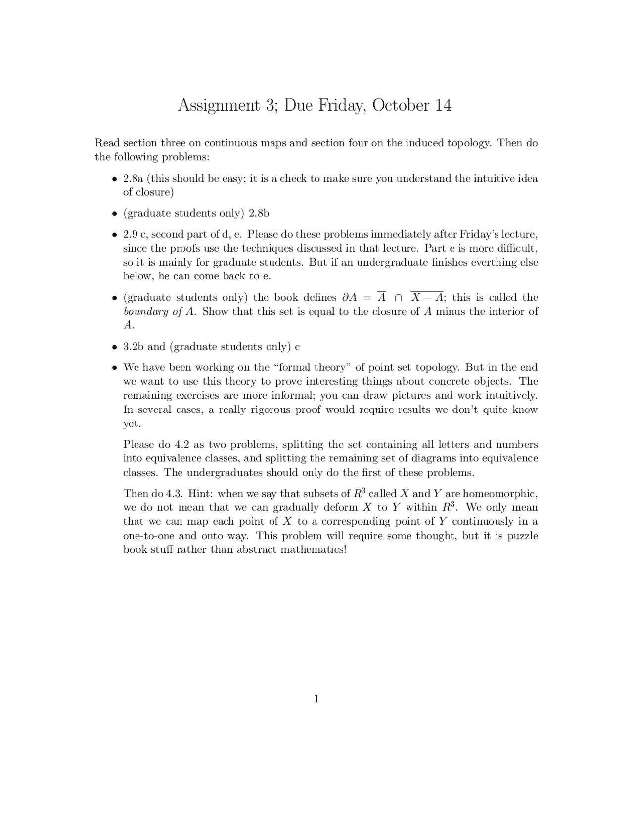 Sample Questions For Assignment 3 Introduction To Topology Math 431