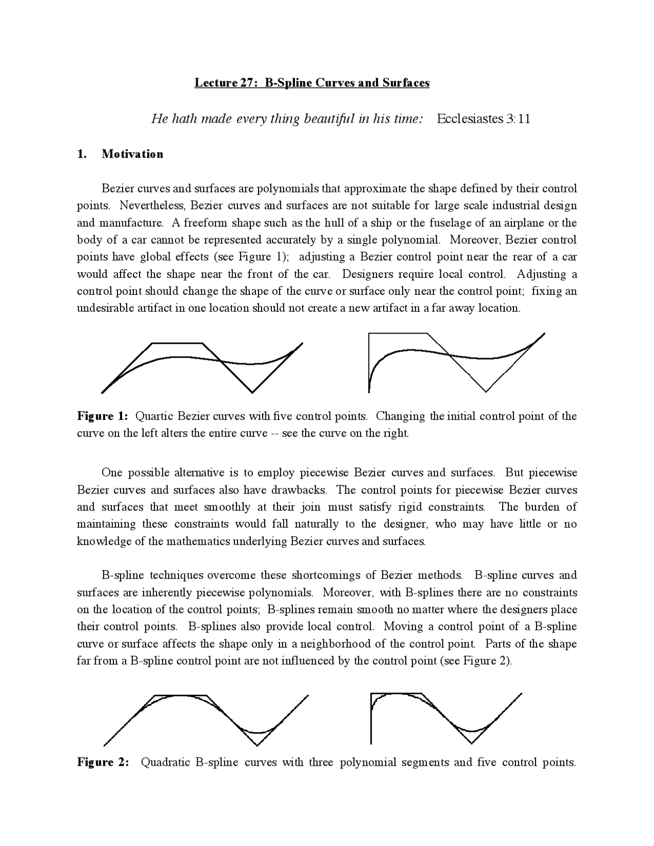 B-Spline Curves and Surfaces - Lecture Notes | COMP 360 | Study notes ...