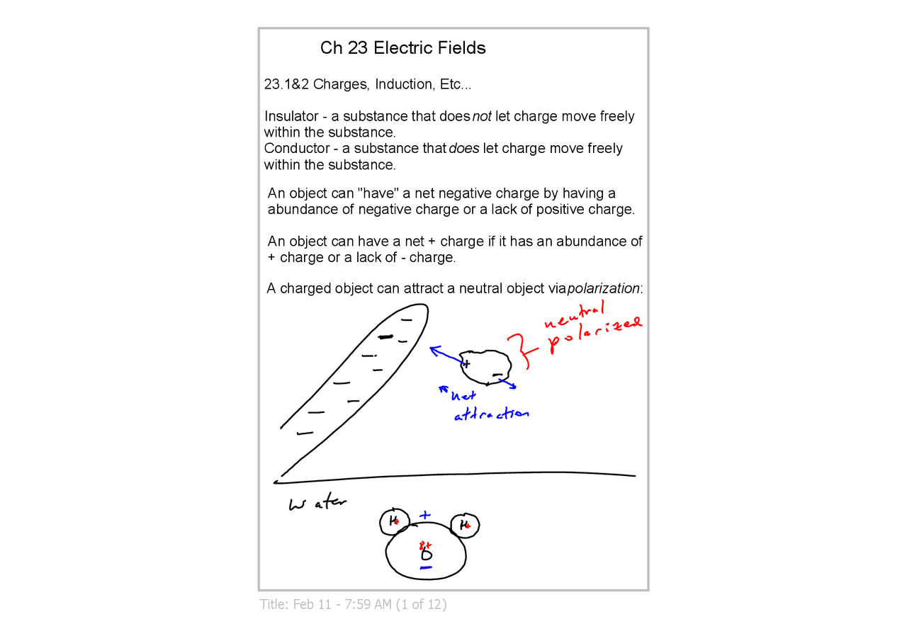 Electric Fields - Calculus Based Physics I | PHYS 2110 - Docsity