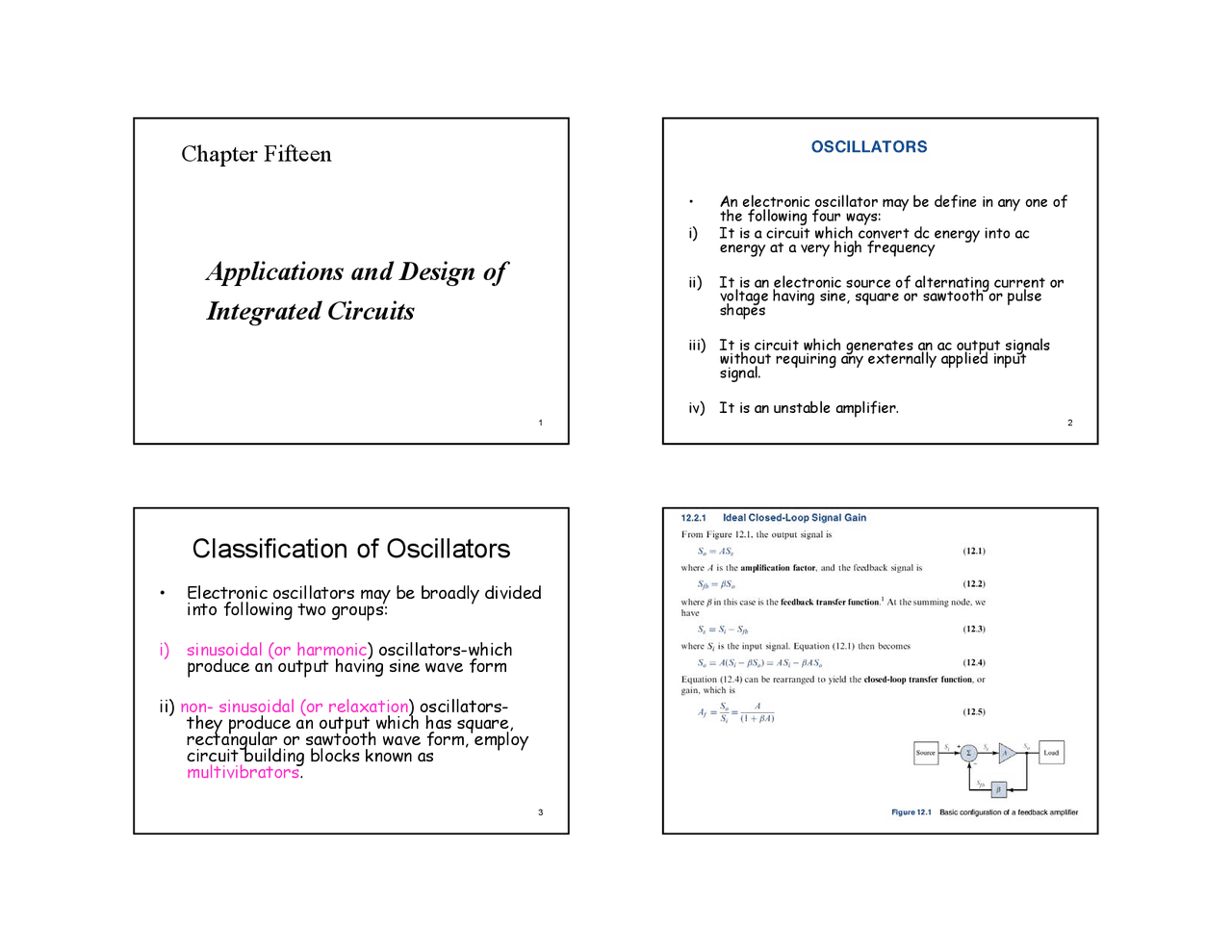 Applications And Design Of Integrated Circuits Lecture Slides Ee