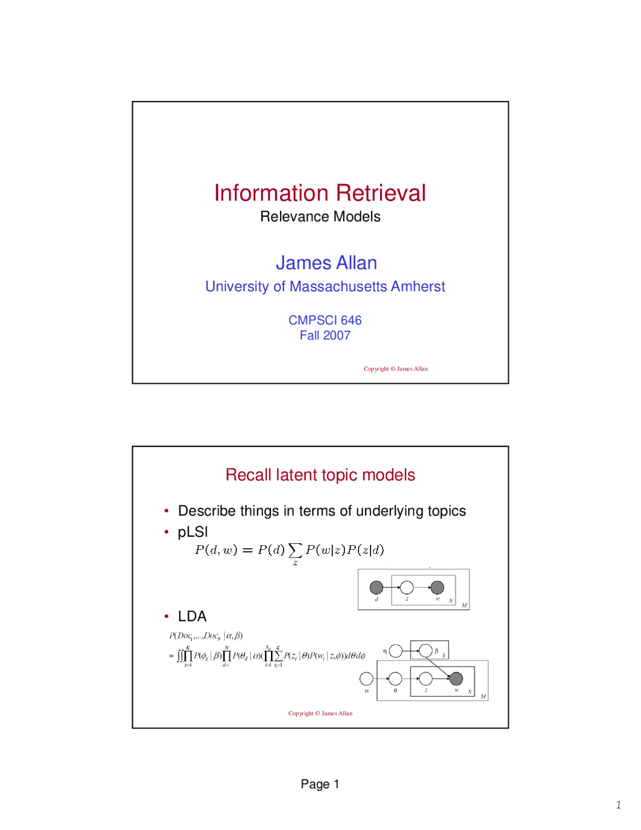 Slides On Relevance Models Information Retrieval Cmpsci 646 Docsity