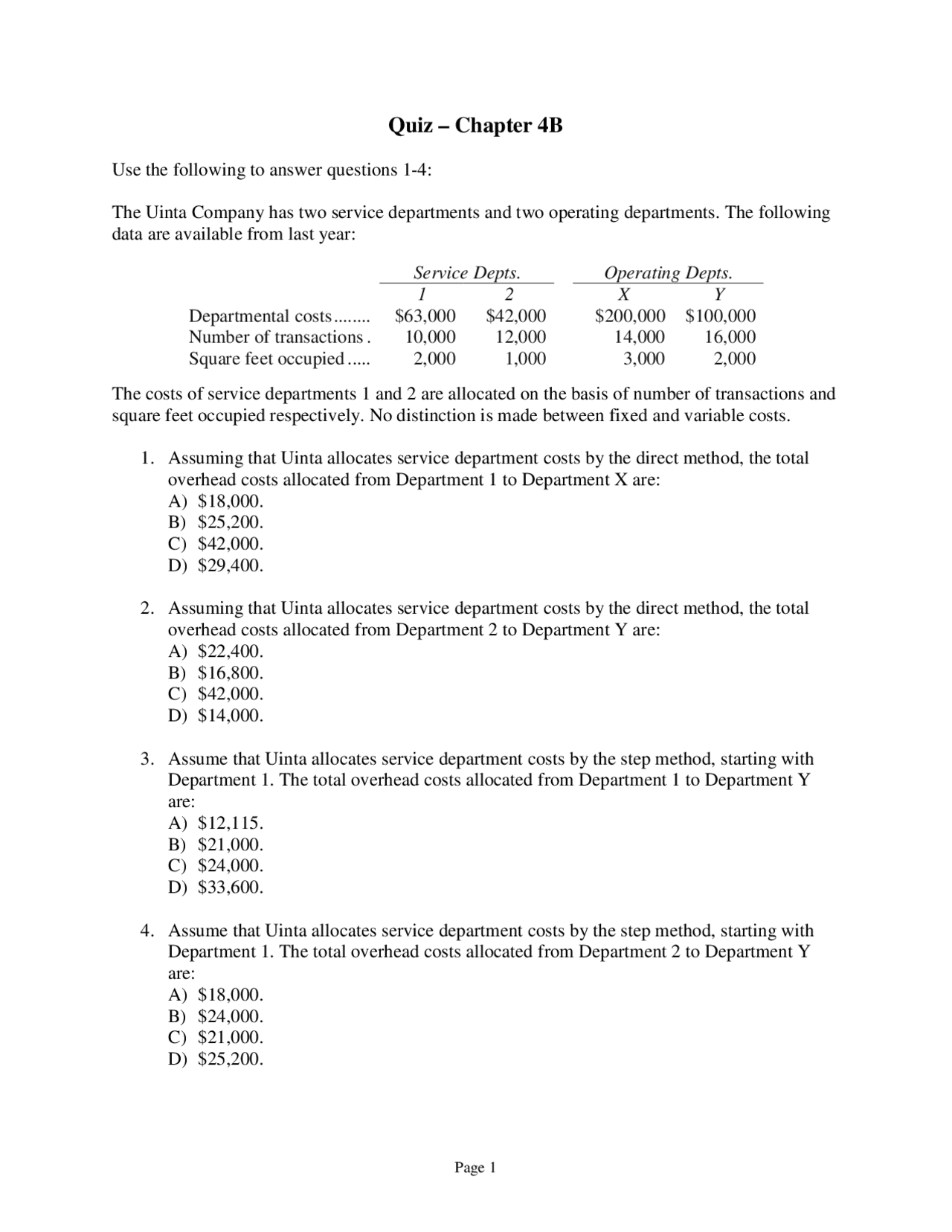 5 Questions In Quiz Cost Accounting For Managers Acct 310 Docsity