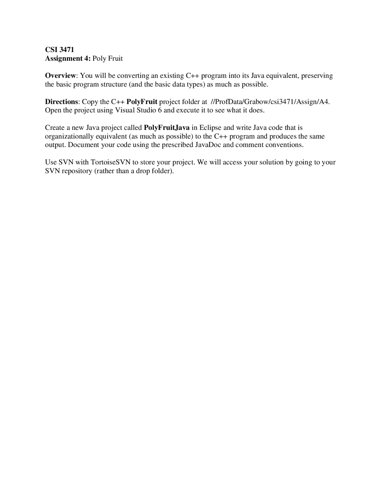 Overview Of The Software Engineering Assignment 4 Csi 3471 Docsity