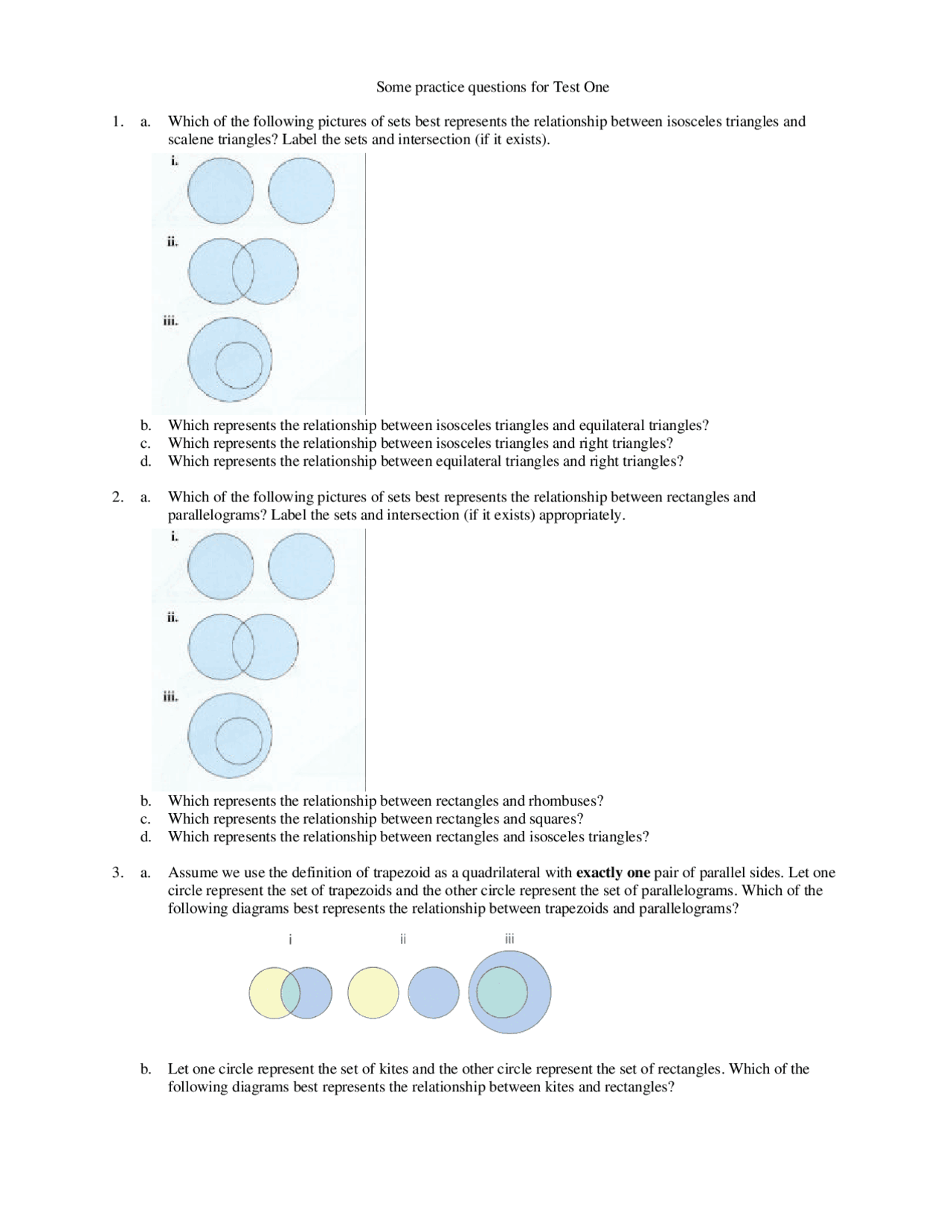 Practice Questions For Exam 1 Finite Mathematics Ma 103 Docsity