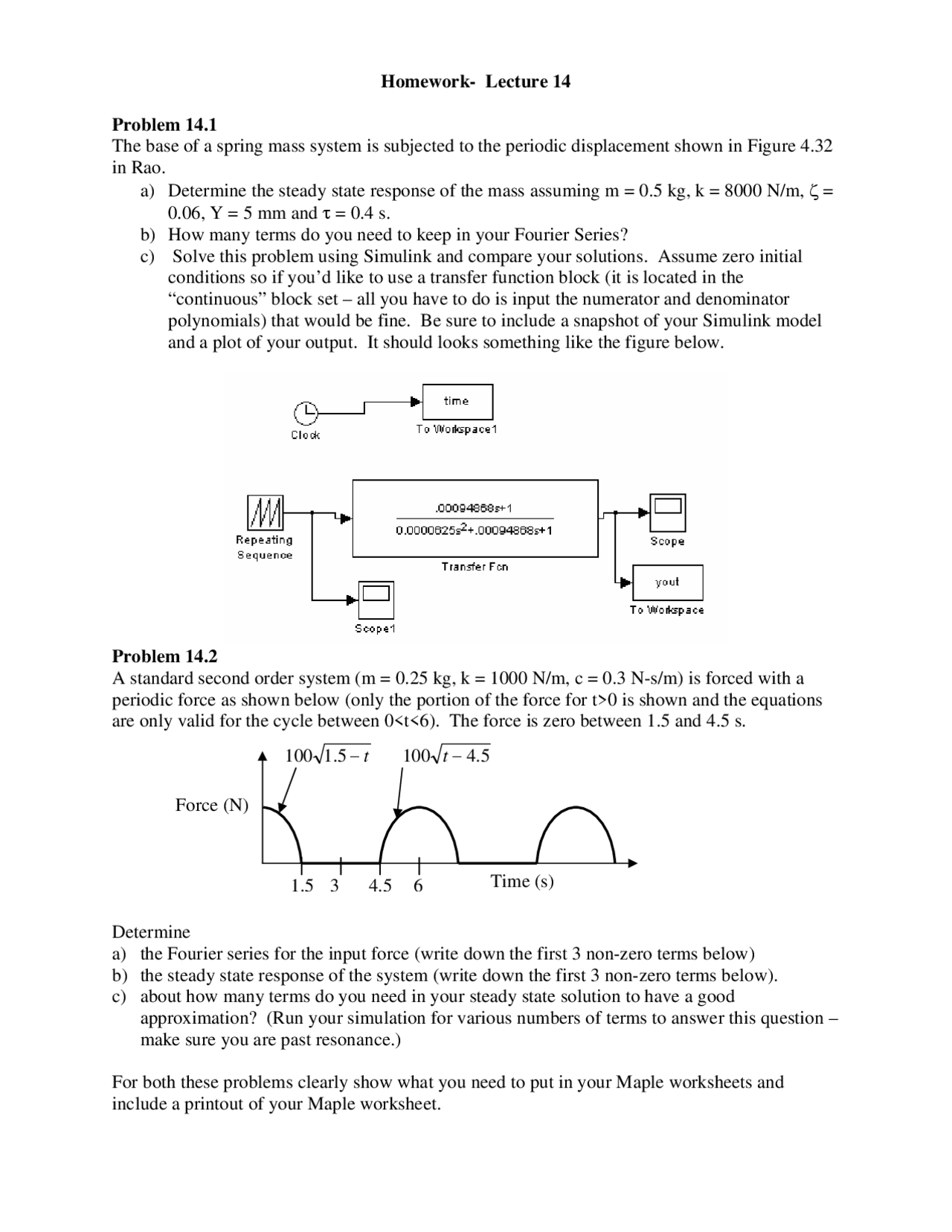 Problem Set For Vibration Analysis Em 406 Docsity