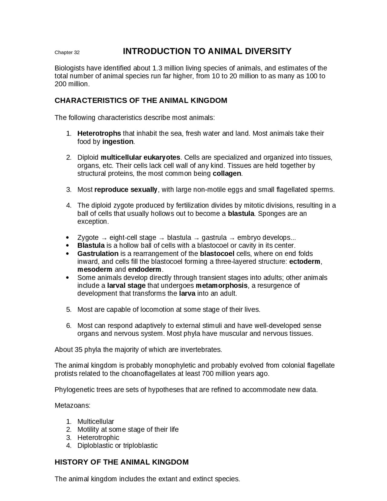 Introduction to Animal Diversity - Lecture Notes | BIOL 112 | Study ...