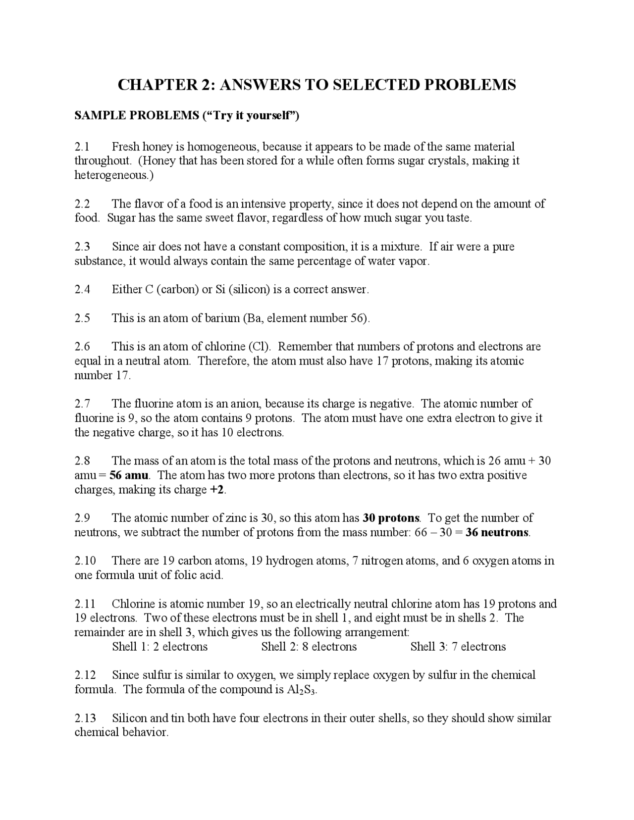Answers To Sample Problems On Introduction To Medical Chemistry Chem