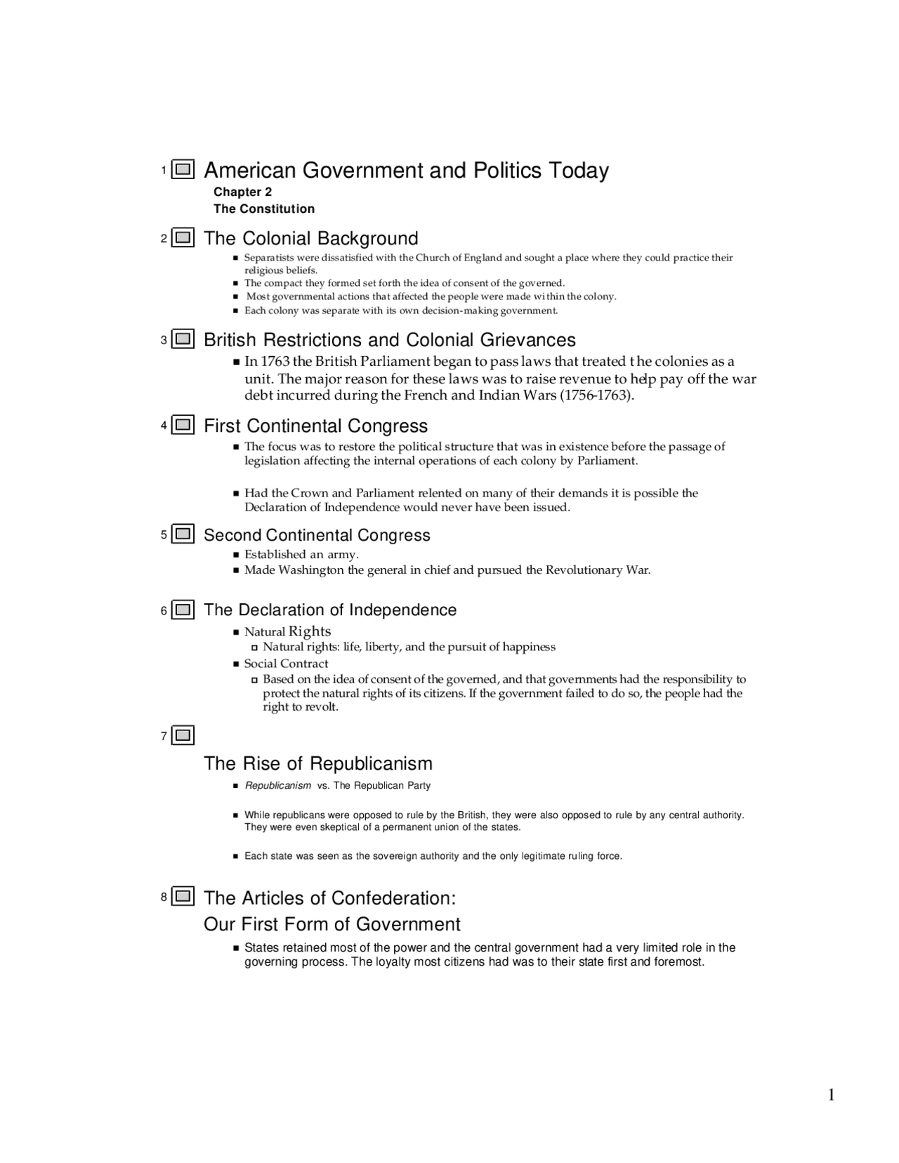 The Constitution - American Government and Politics - Handout | POLS ...