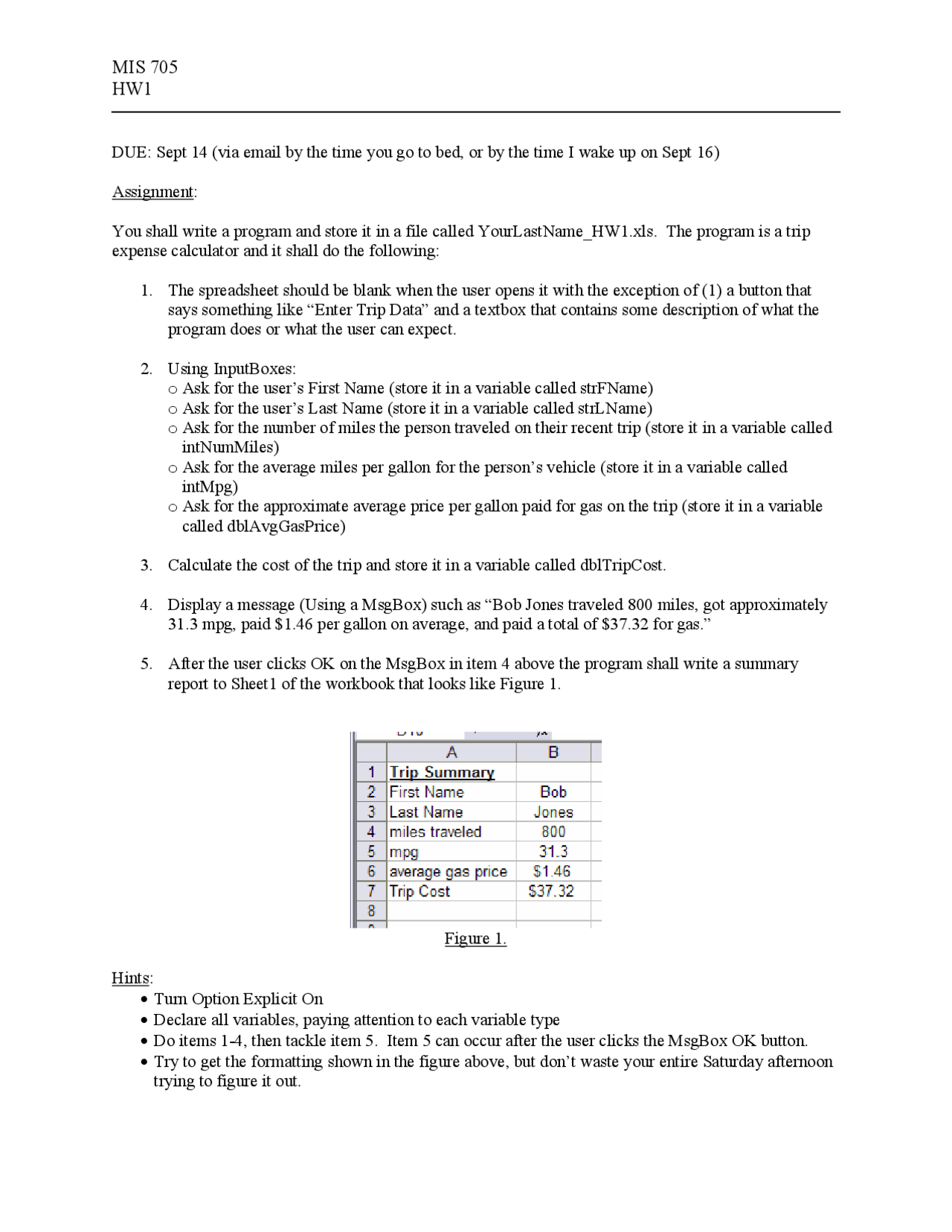 MIS 705 Homework 1: Trip Expense Calculator | Assignments Introduction ...