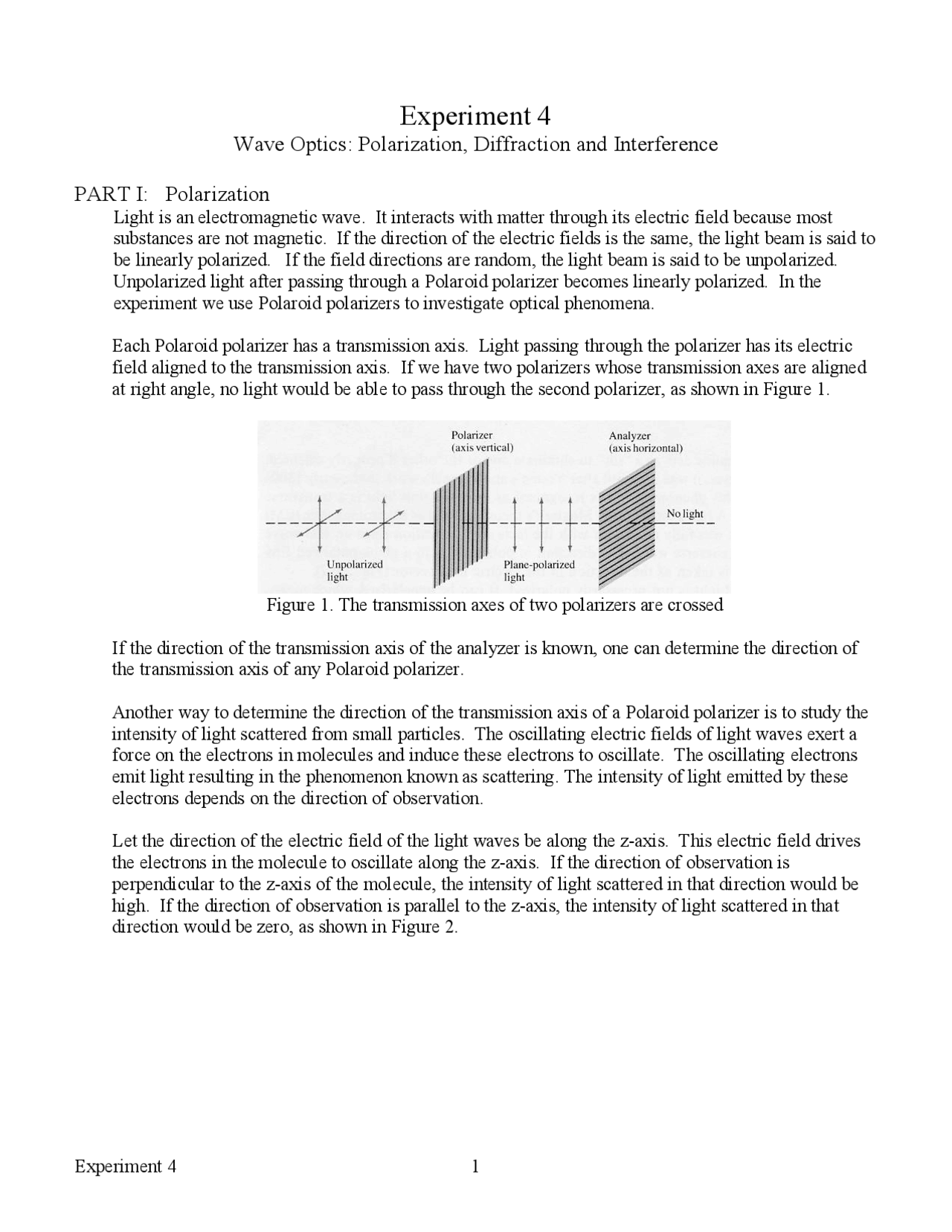 Wave Optics Polarization Diffraction And Interference Experiment 4