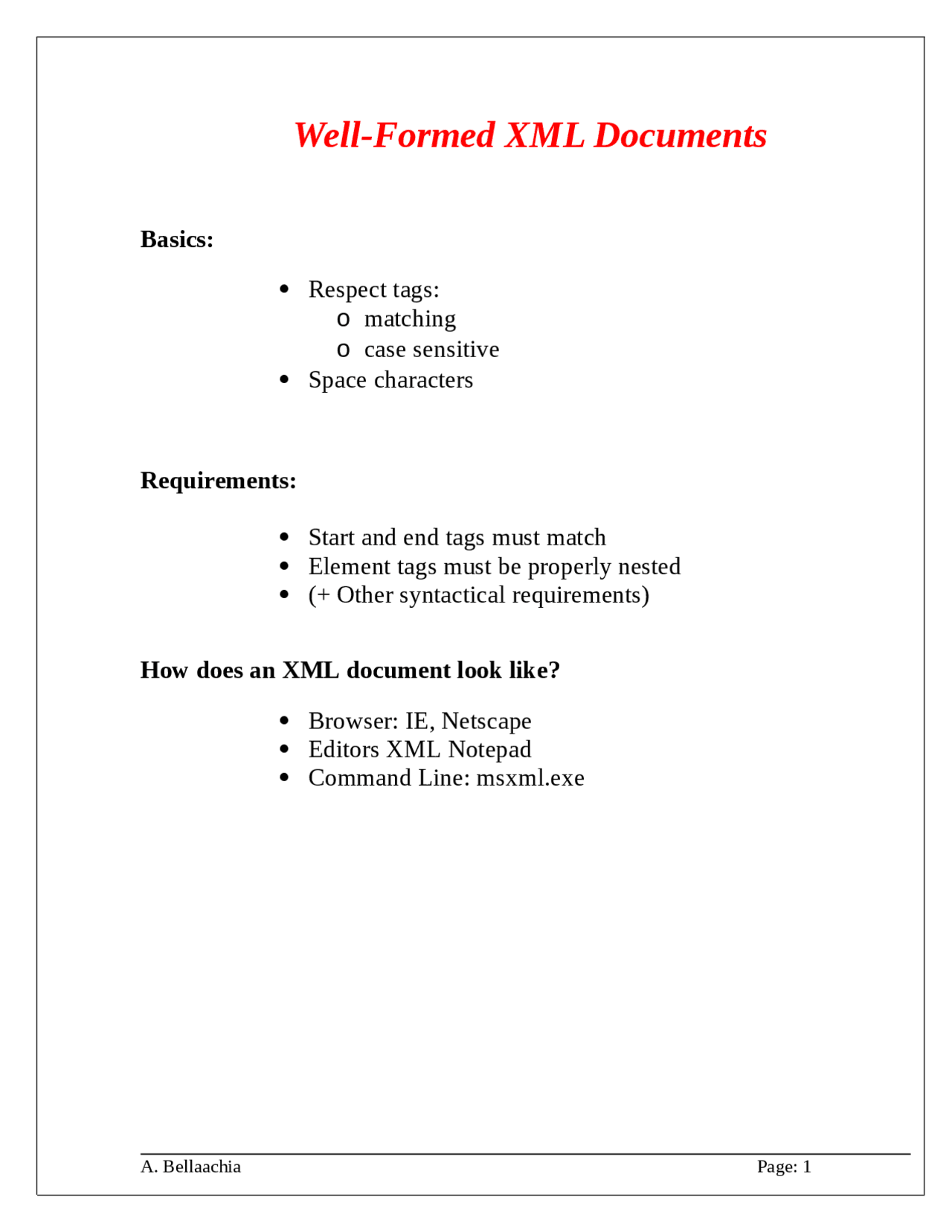 Well Formed Xml Documents Advanced Software Paradigms Csci 210 Docsity