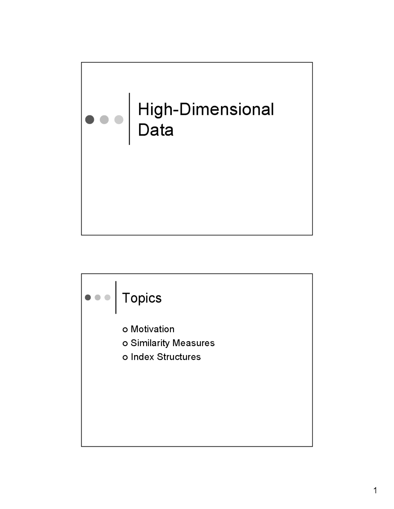 High Dimensional Data Lecture Slides Cs 410 Docsity