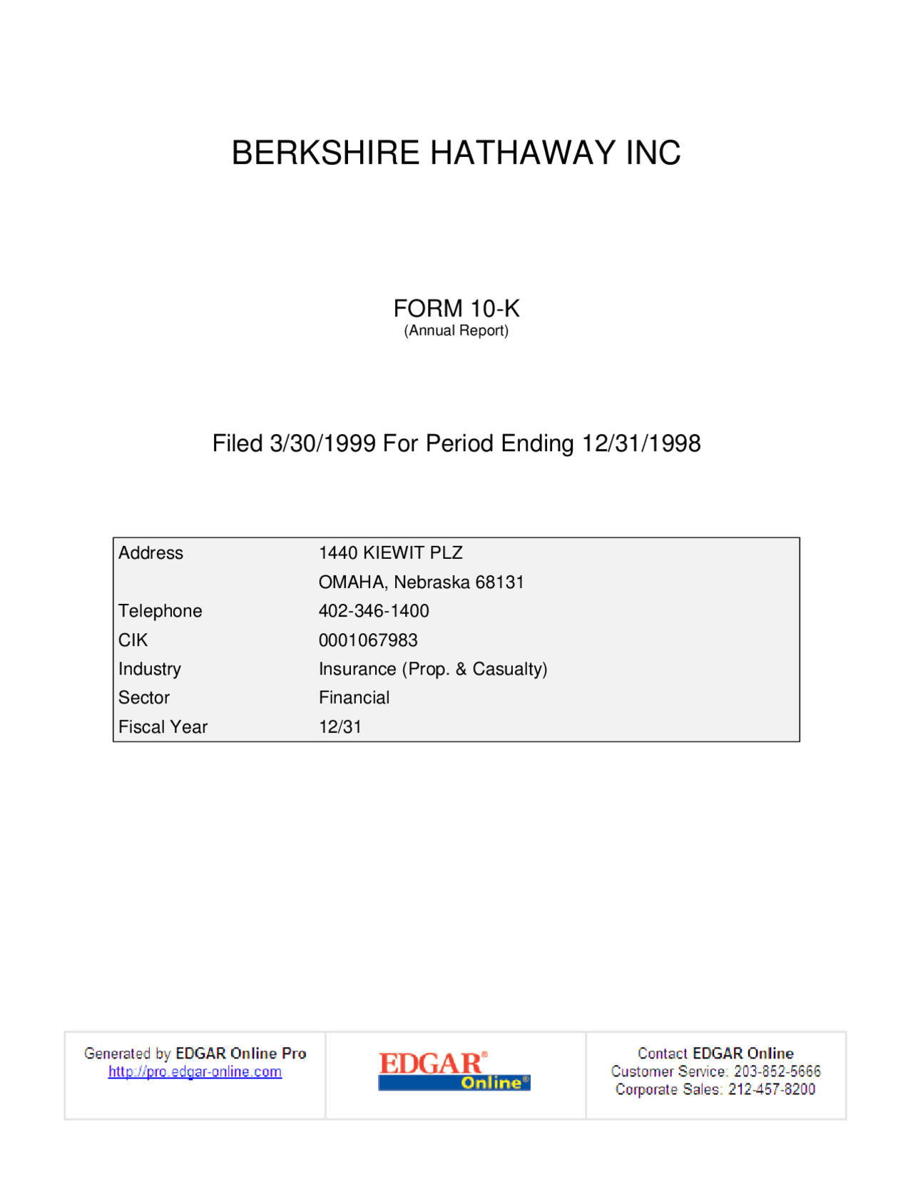 Securities and Exchange Commission Washington, D.C Form 10 K | BUS HON ...