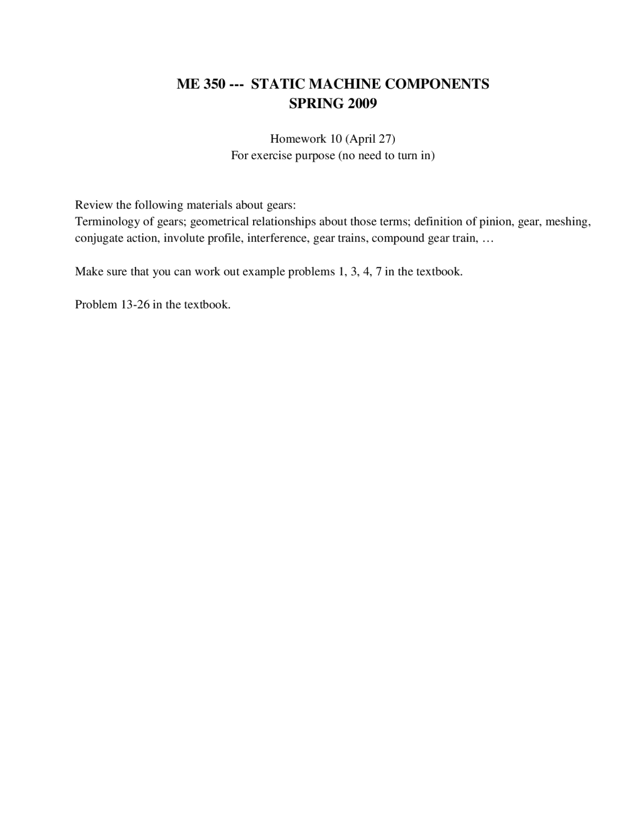 Homework 10 Practice Problems On Static Machine Components Me 350