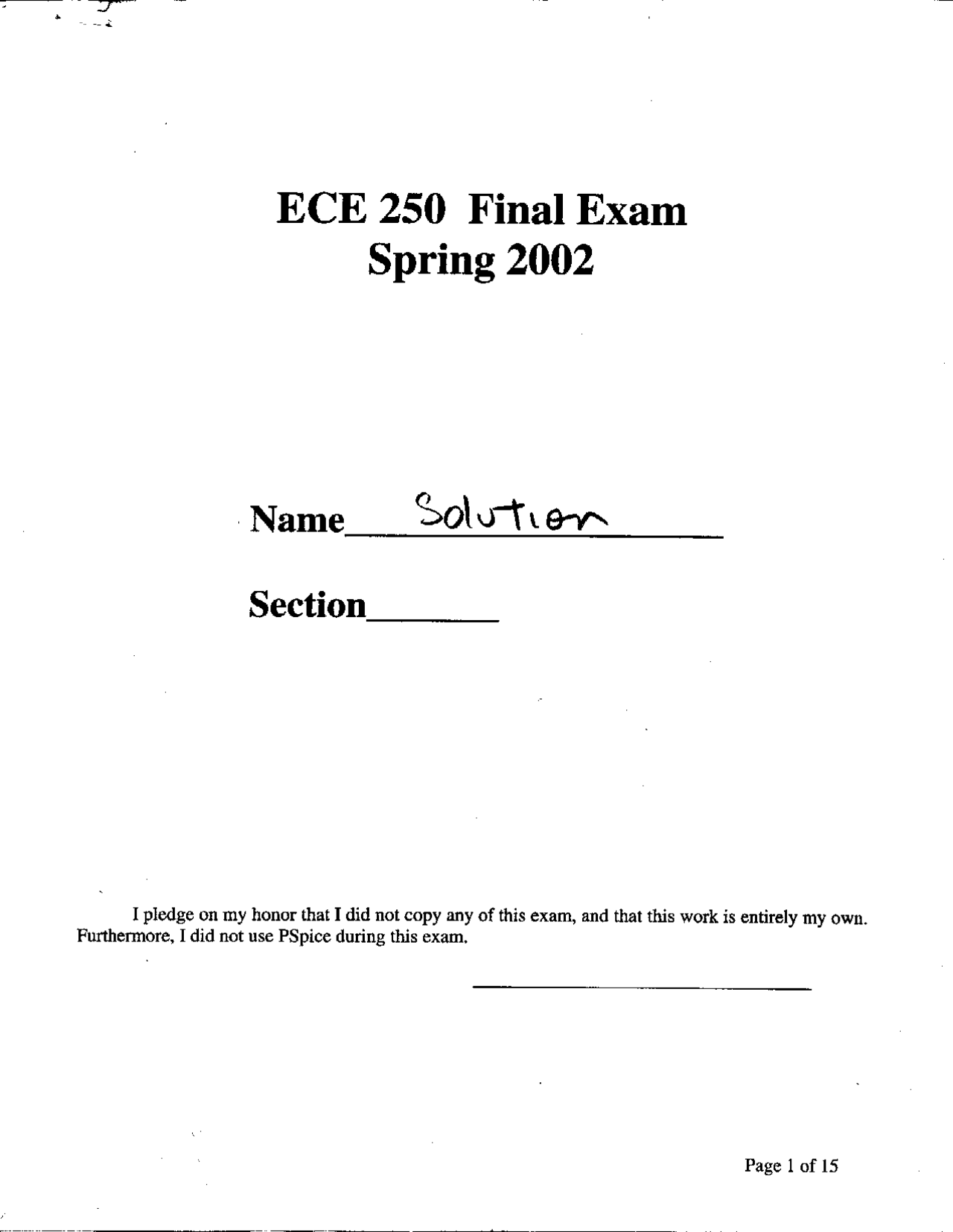 10 Solved Problems On Electronic Device Modeling Final Exam Ece 250