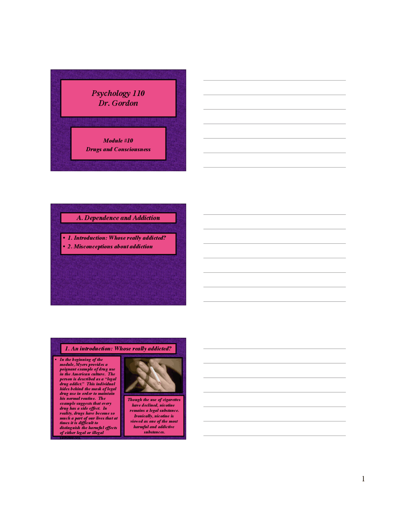 Drugs And Consciousness Lecture Slides Psy 110 Docsity