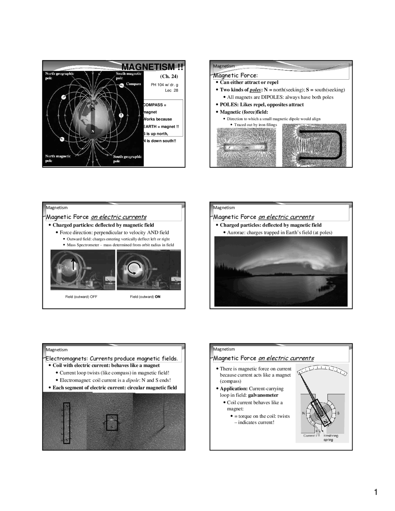 Magnetic Force - Lecture Slides - Concepts of Physics | PH 104 - Docsity