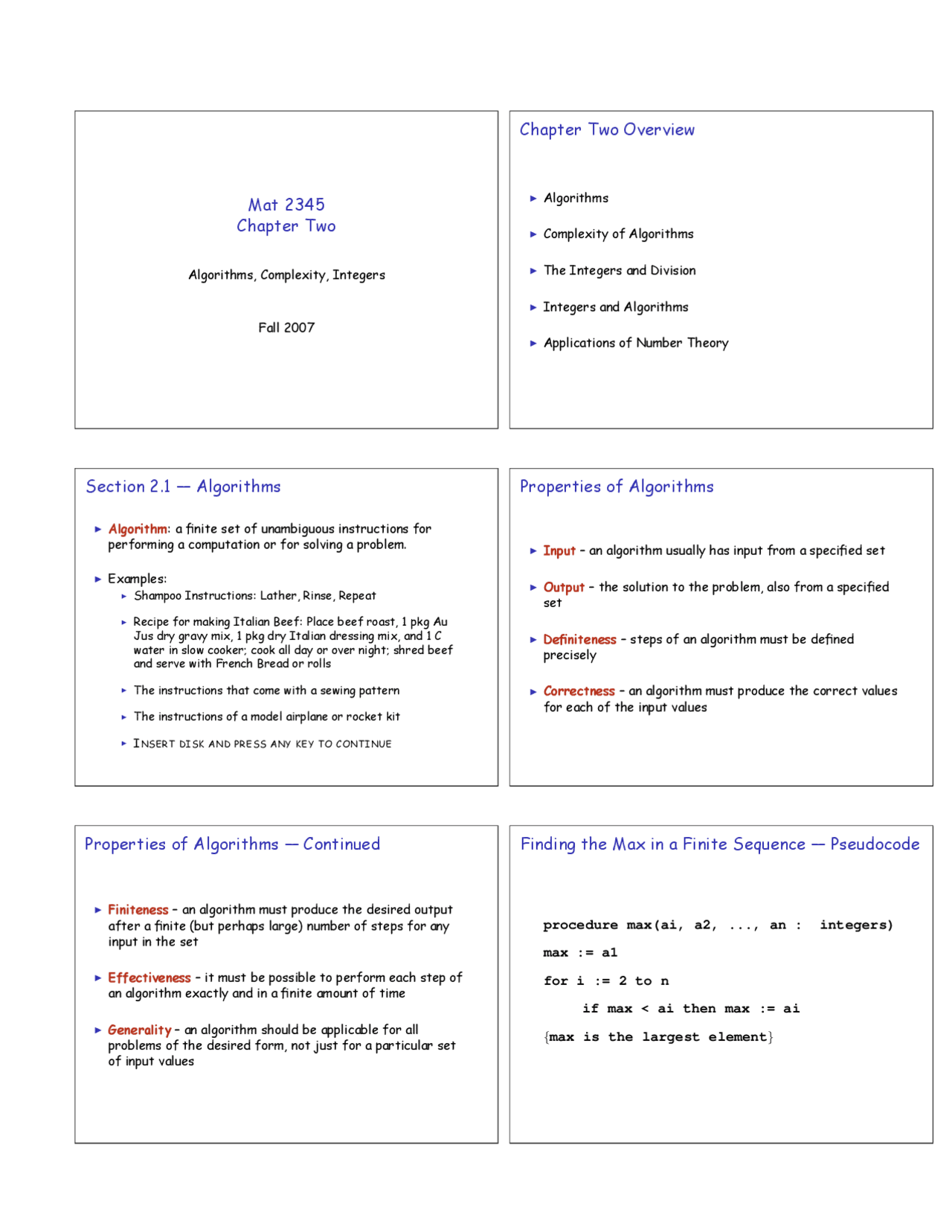 Slides For Algorithms Complexity And Integers Elements Of Discrete