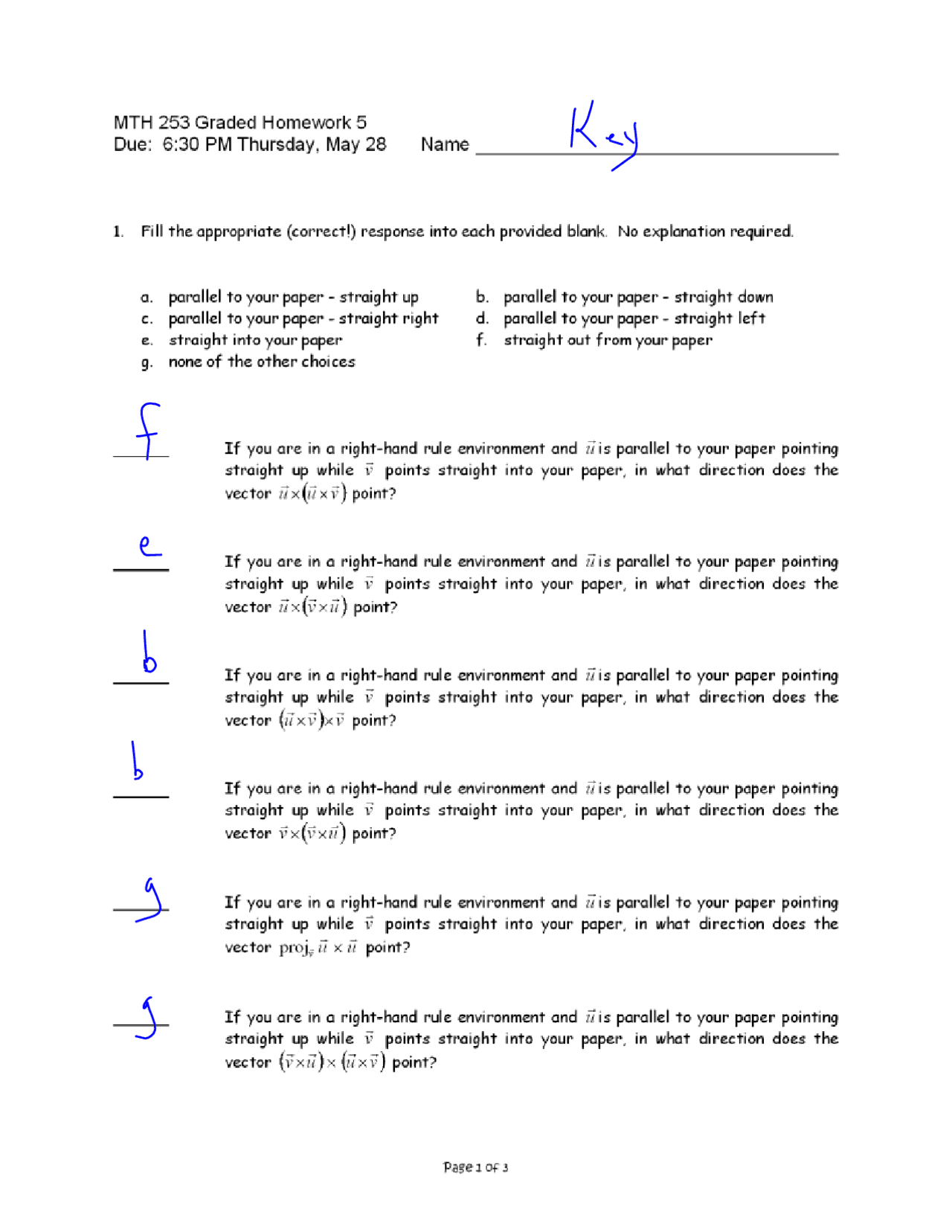 3 Solved Problems On Calculus Iii Homework 5 Mth 253 Docsity