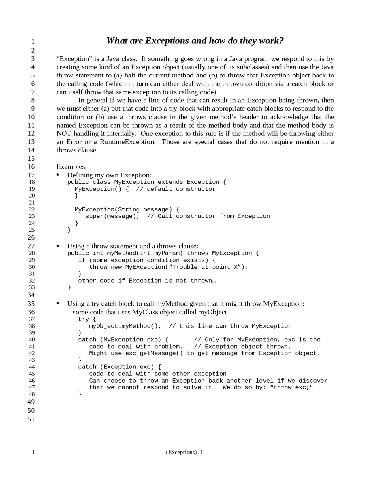 What Are Exceptions And How Do They Work Lecture Notes Cis 121 Docsity