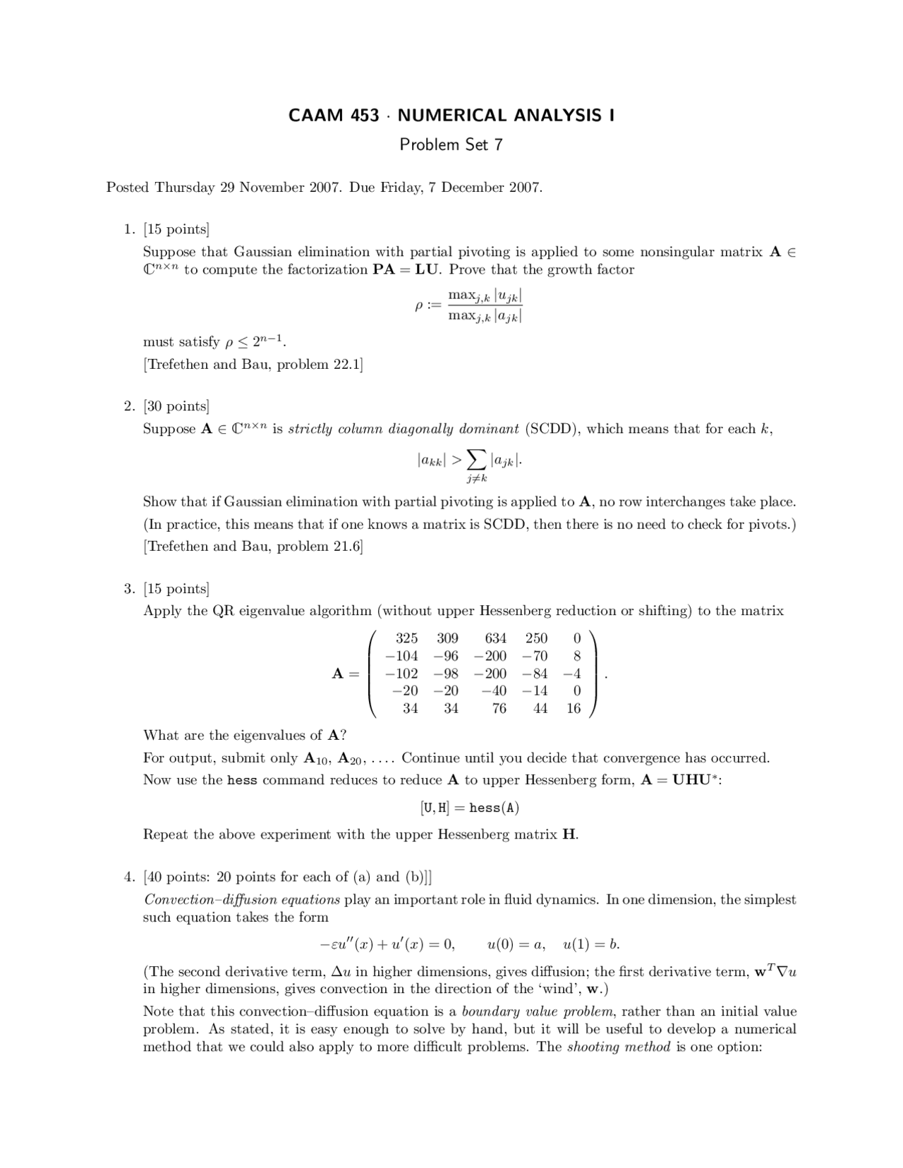 4 Solved Problems On Non Singular Matrix Assignment 7 Caam 453