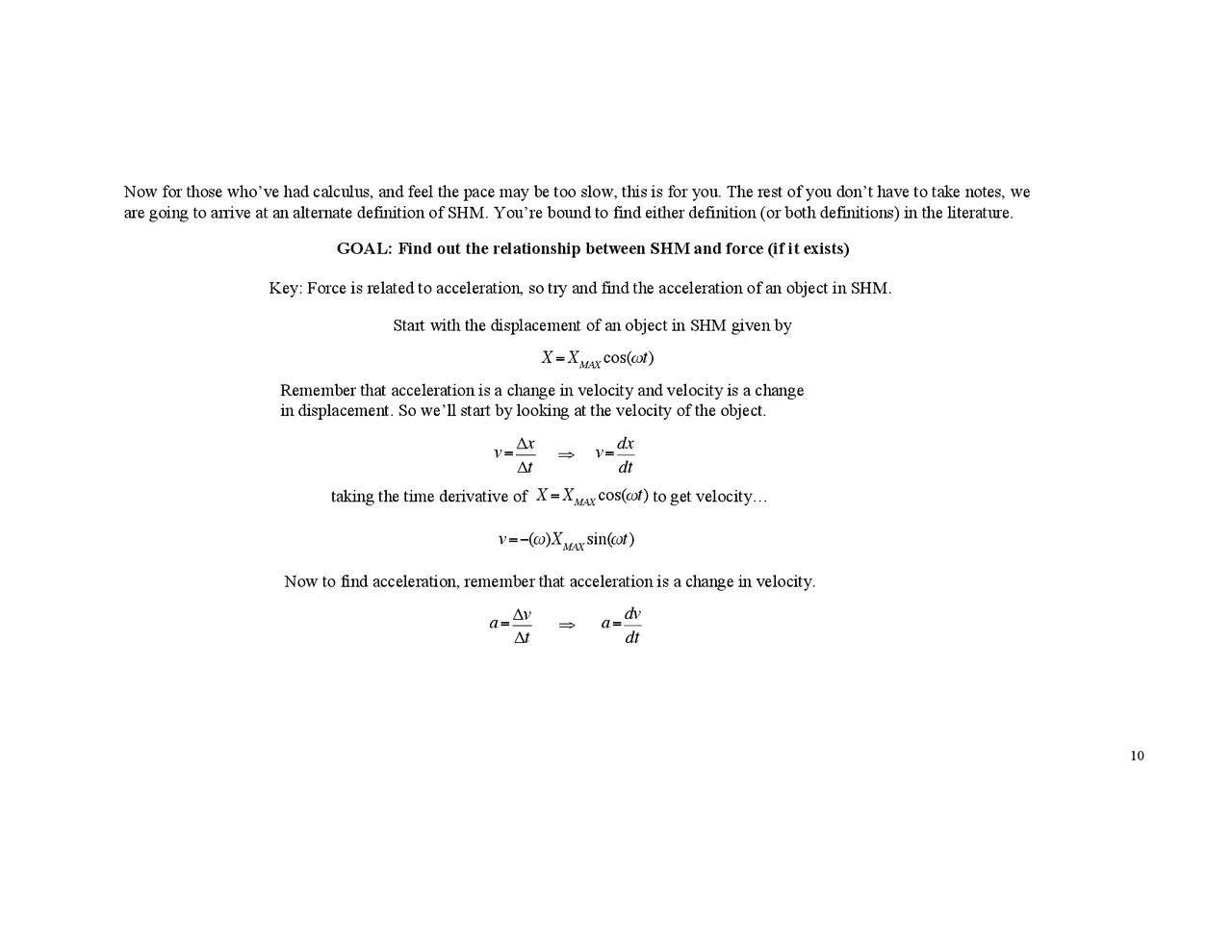 Find out Relation Between SHM ad Force | Acoustics | PHYS 170 - Docsity