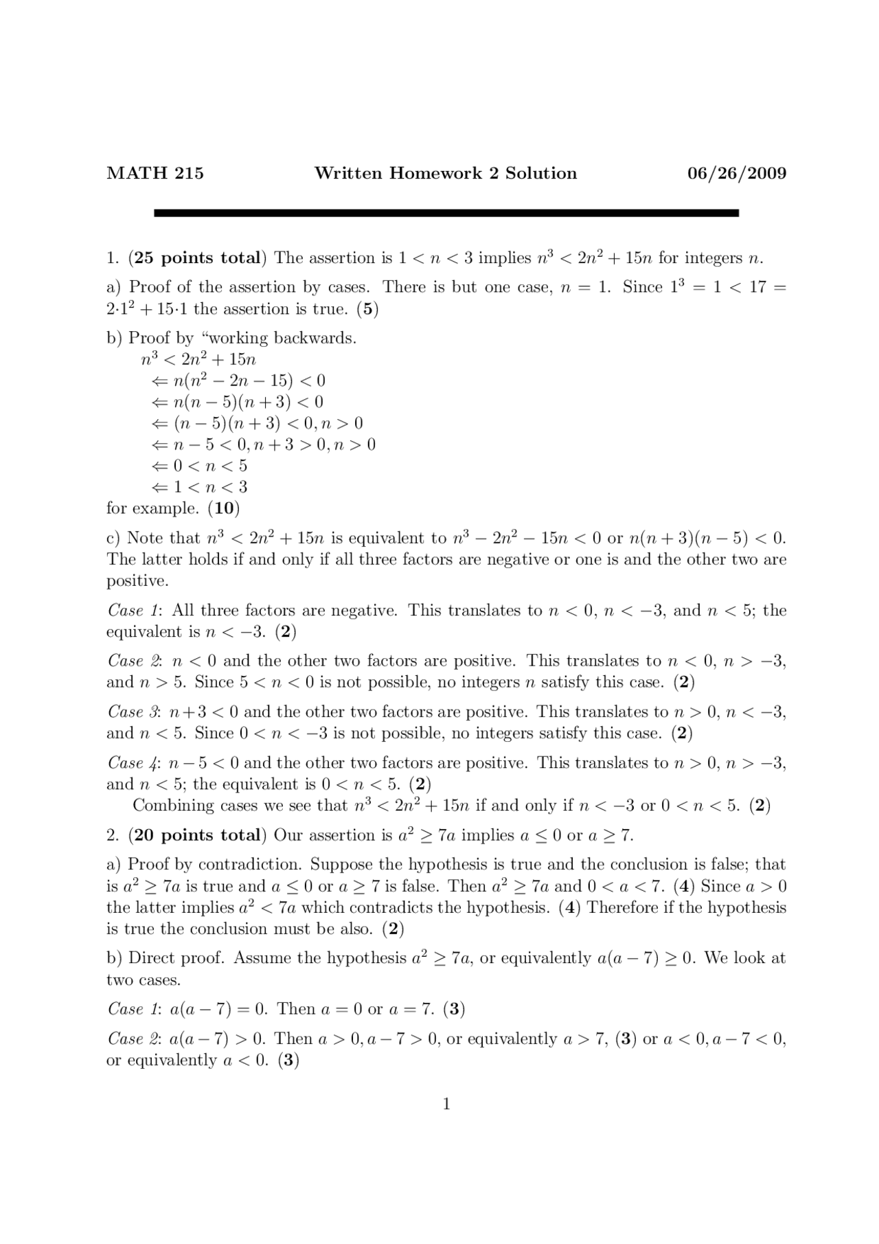 Homework 2 Solved Introduction To Advanced Mathematics Fall 2009