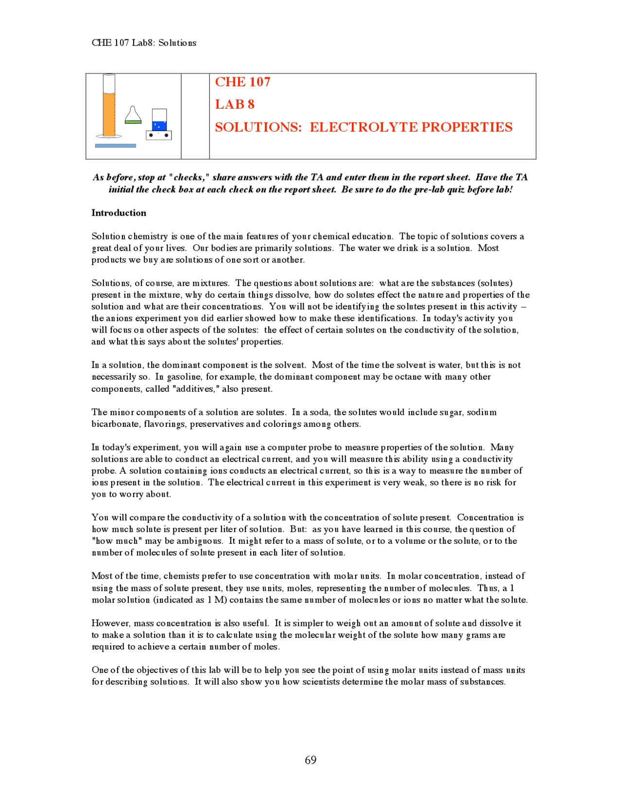 Introductory Chemistry Lab - Solutions: Electrolyte Properties | CHE ...