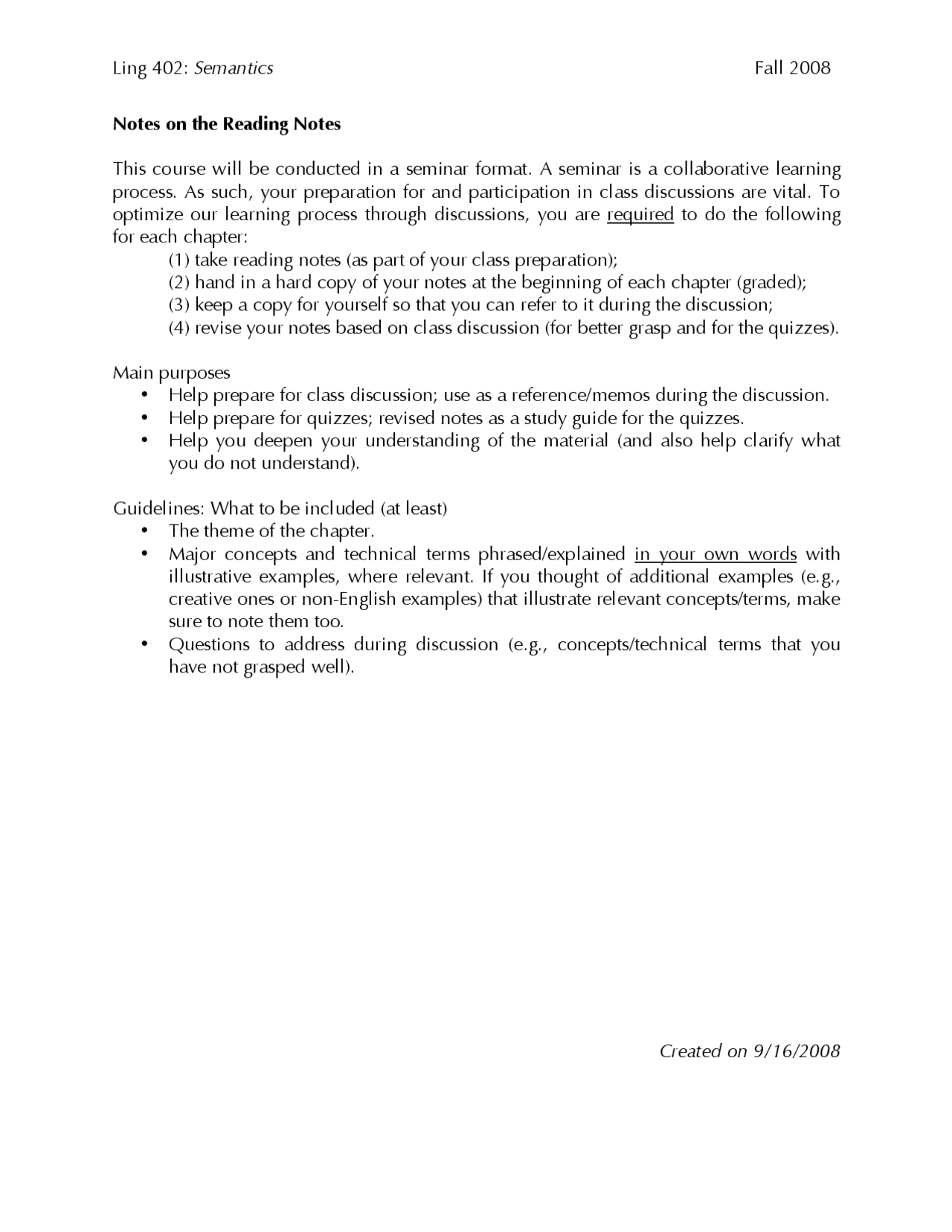 Notes On Semantics Germanic Linguistics Ling 402 Docsity