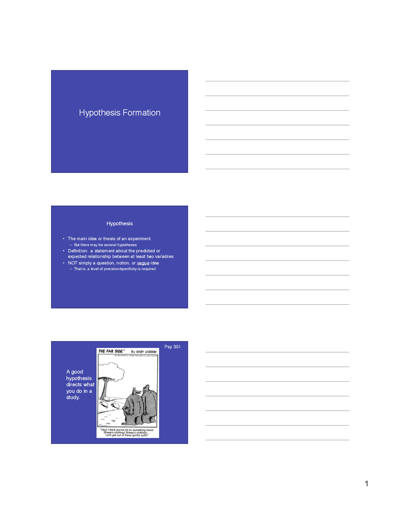 Lecture Slides On Hypothesis Formation Psy 301 Docsity