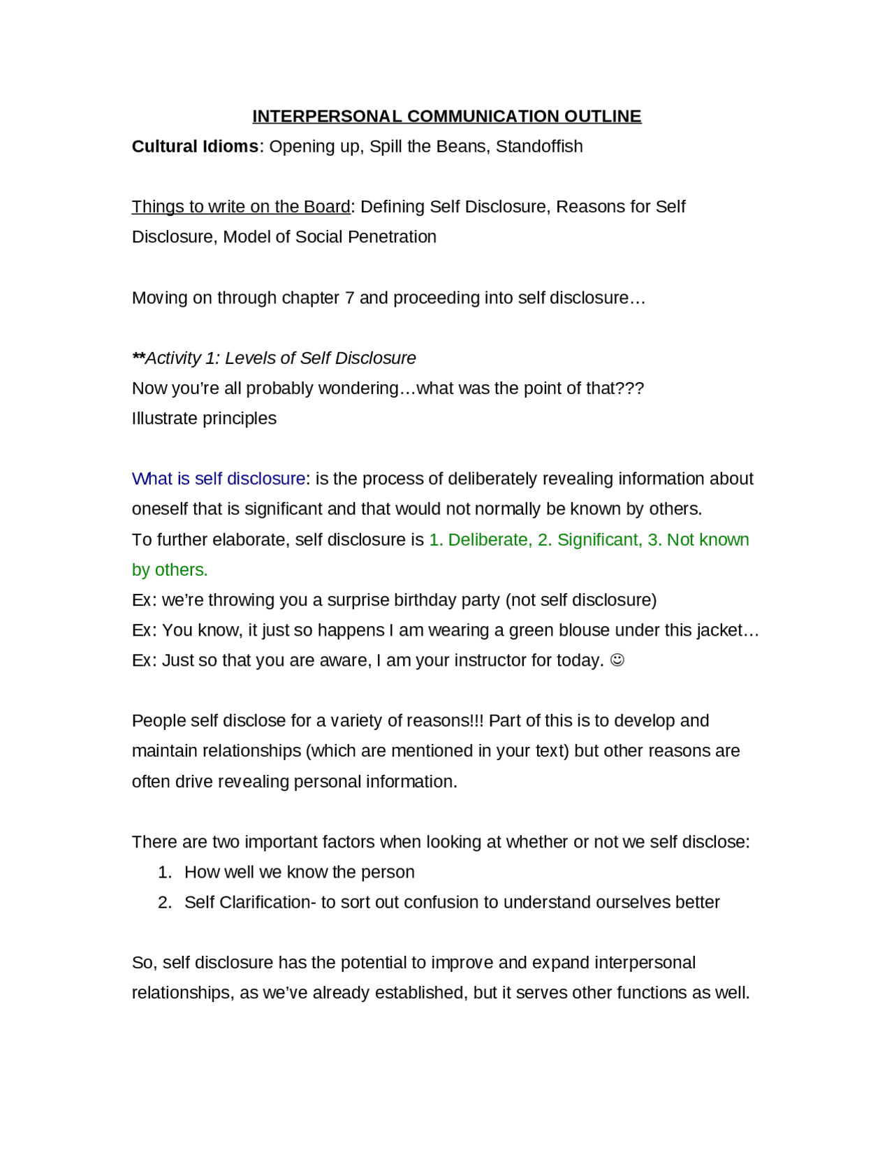 Interpersonal Communication Introduction To Human Communication Hcom 100 Docsity