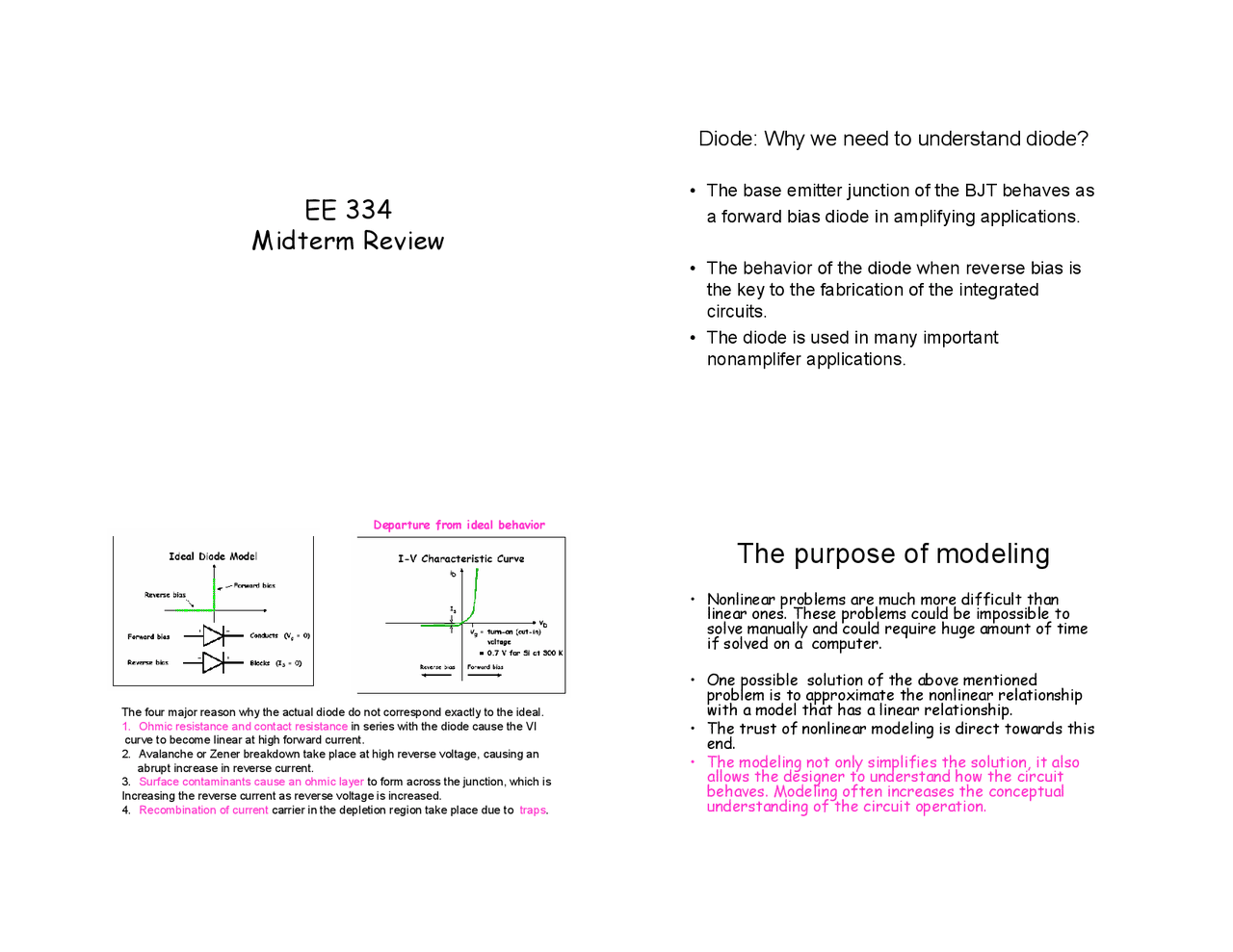 Notes On Purpose Of Modeling Analog And Digital Electronics Ee 334